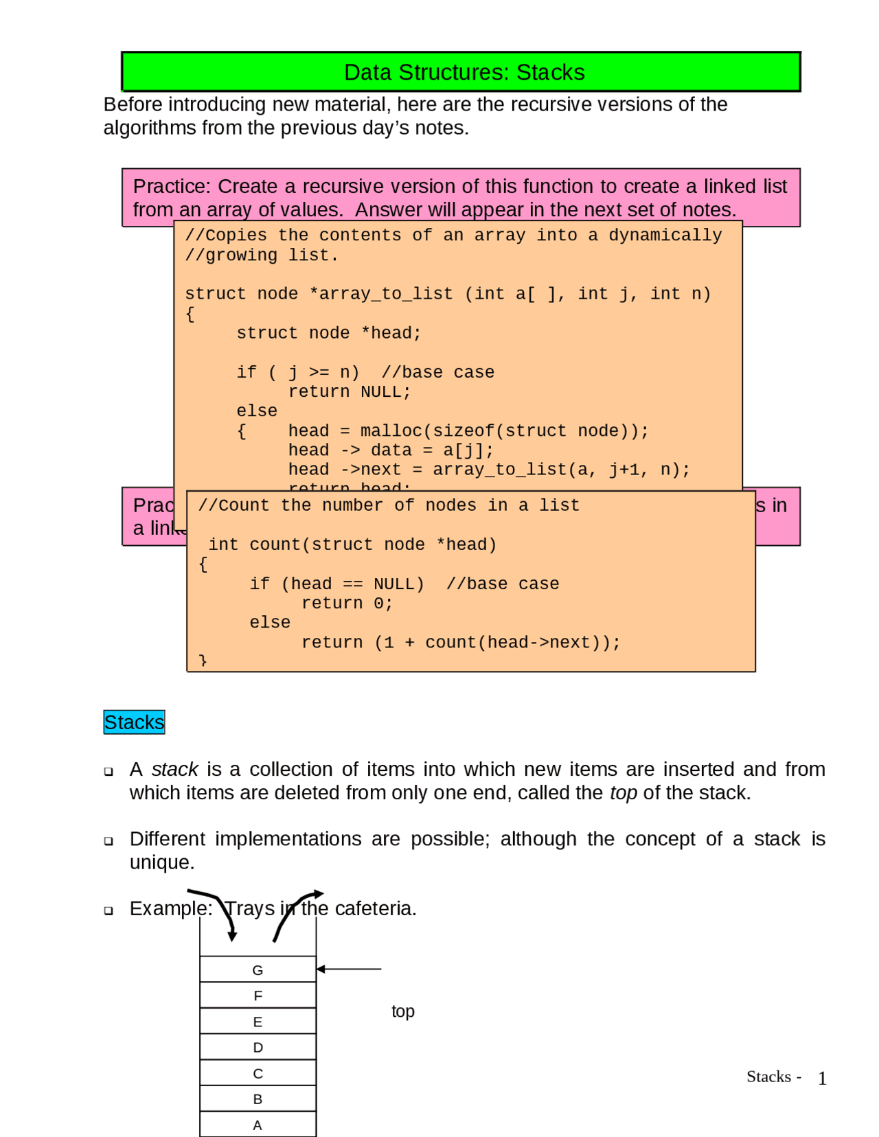 Data Structures Stacks Computer Science I Cop 3502 Docsity