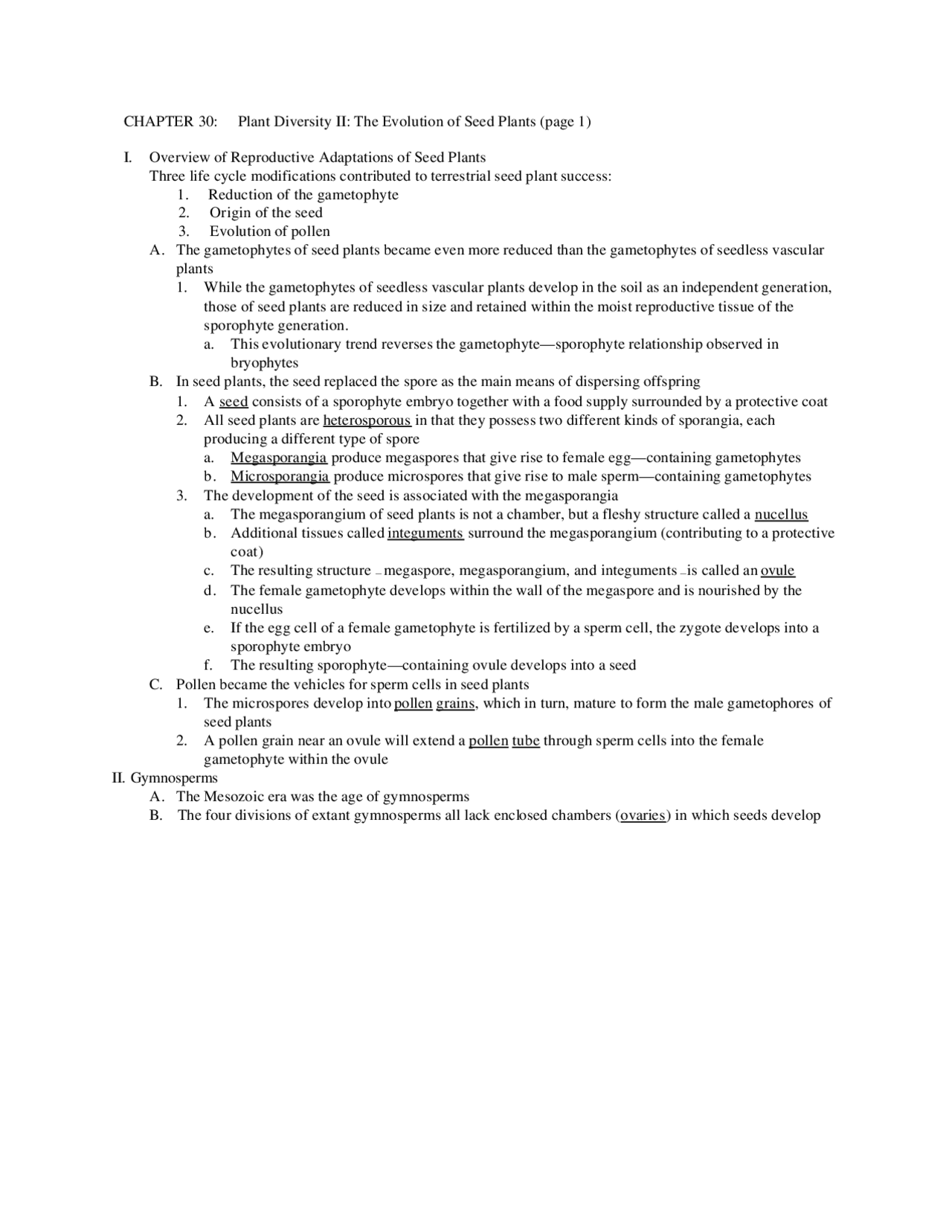 Overview Of Reproductive Adaptation Of Seeds Plants Writ 120 Docsity
