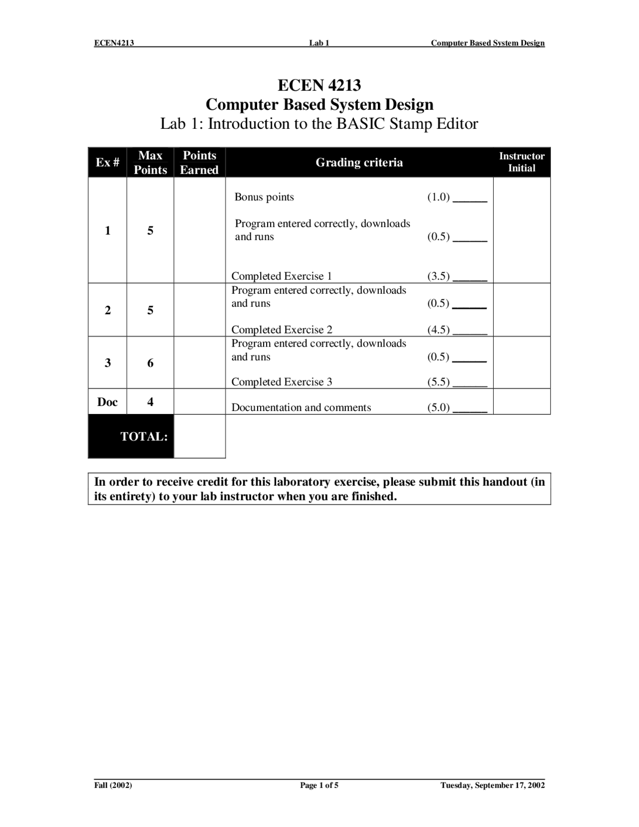 Ecen 4213 Lab 1 Computer Based System Design With Basic Stamp Editor Lab Reports Electrical