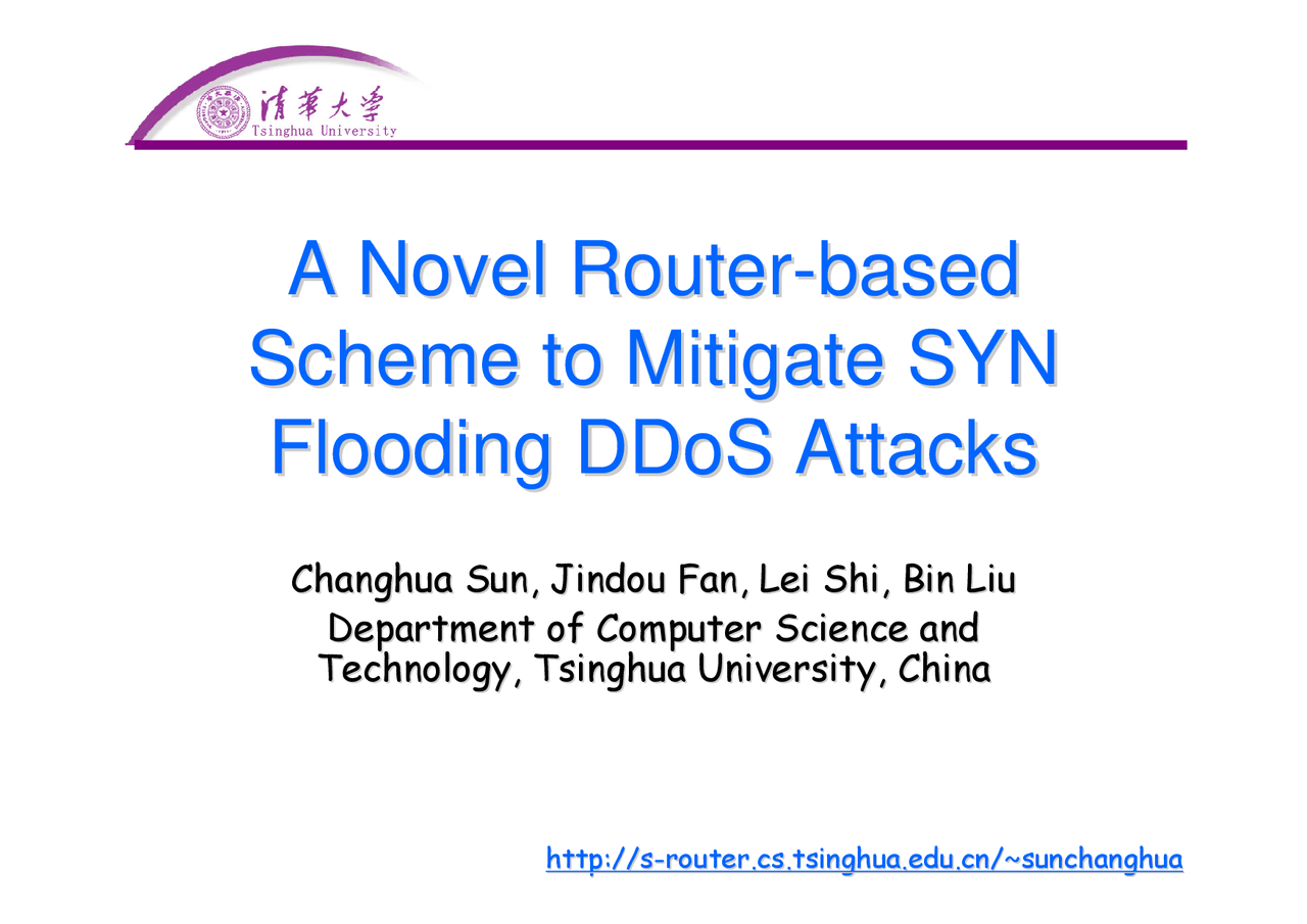 A Novel Router Based Scheme To Mitigate Syn Flooding Ddos Attacks Cr