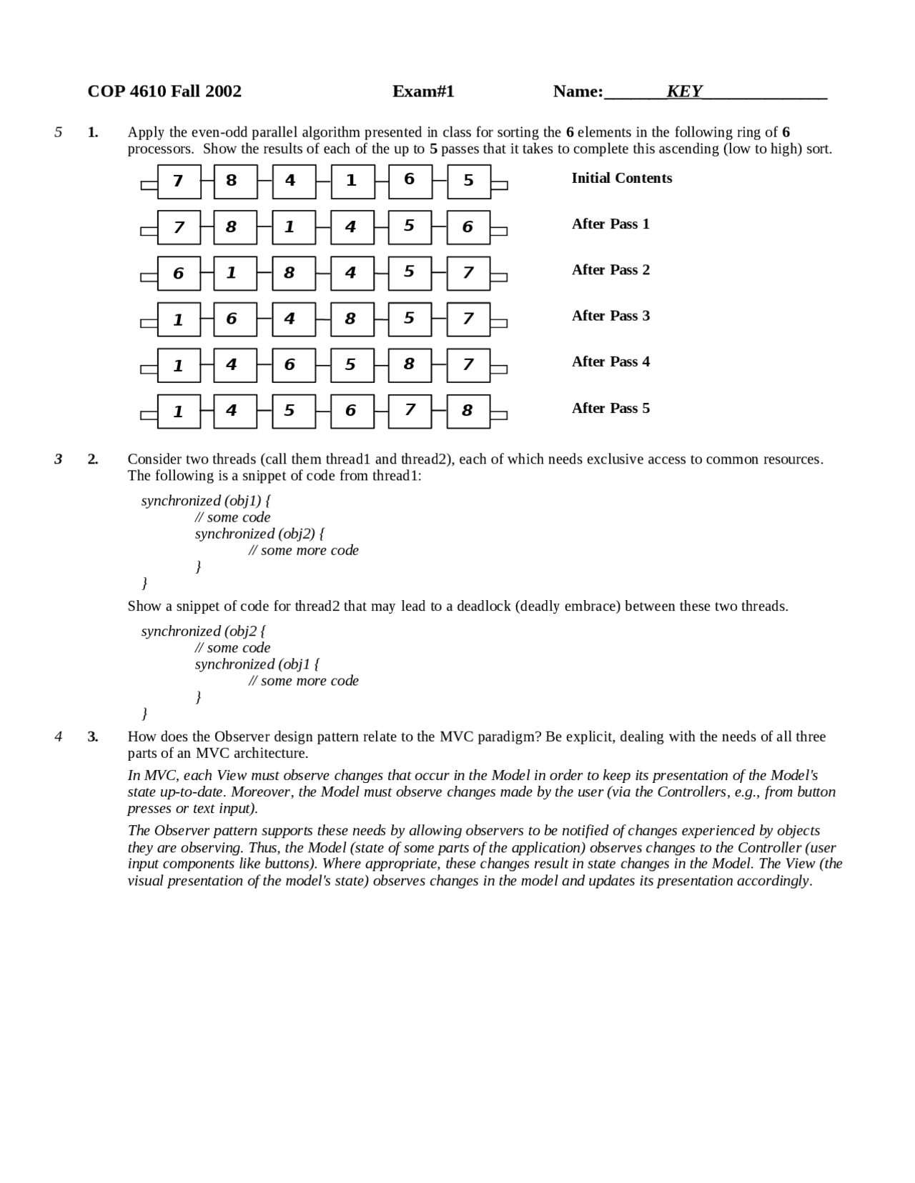 10 Questions On Operating Systems Laboratory With Answer Key Cop 4610