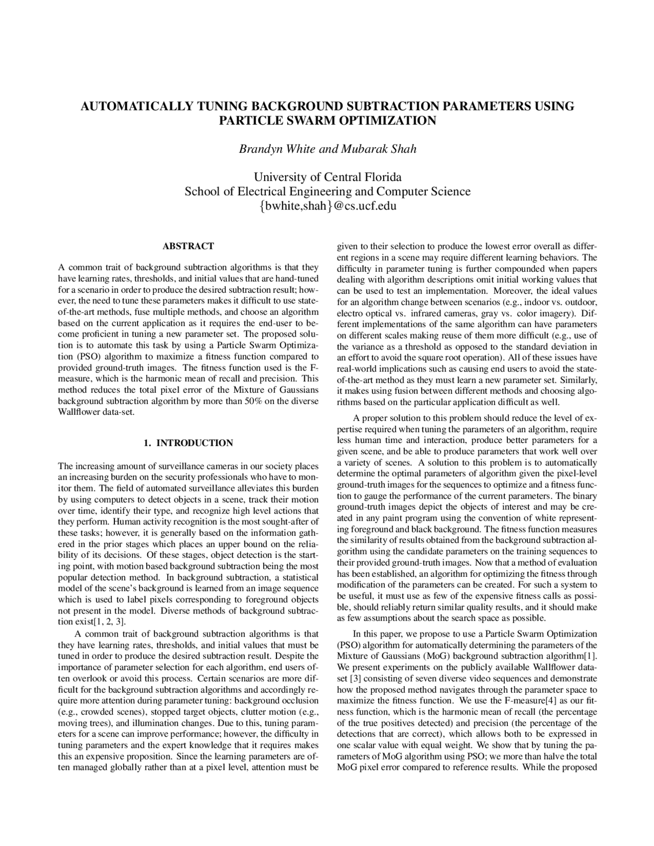 Automatically Tuning Background Subtraction Parameters Using Particle Cap 6412 Docsity