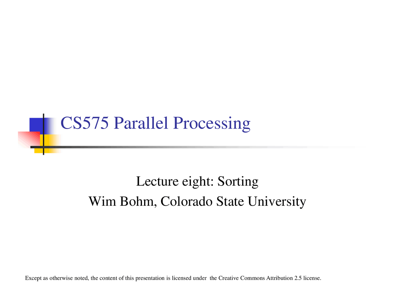 Sorting Parallel Processing Lecture Slides Cs 575 Docsity 1871