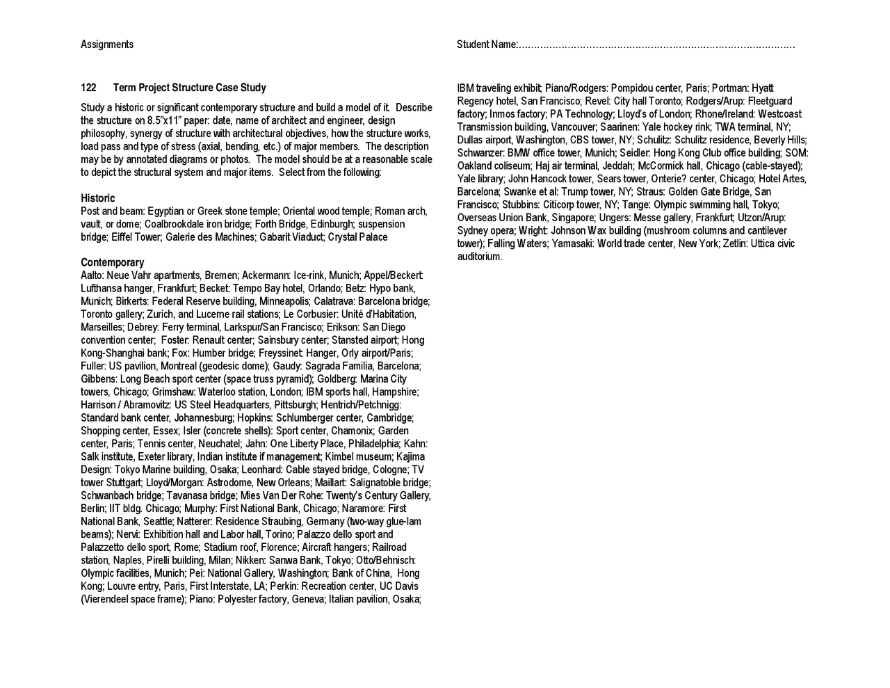 Assignment For Building Structures And Seismic Design Arch 213a Docsity