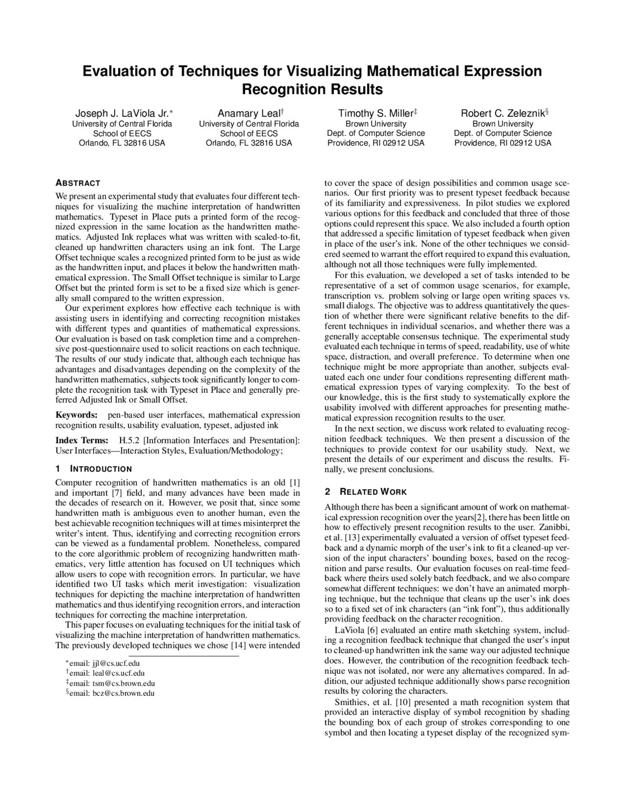 Evaluation Of Techniques For Visualizing Mathematical Expression