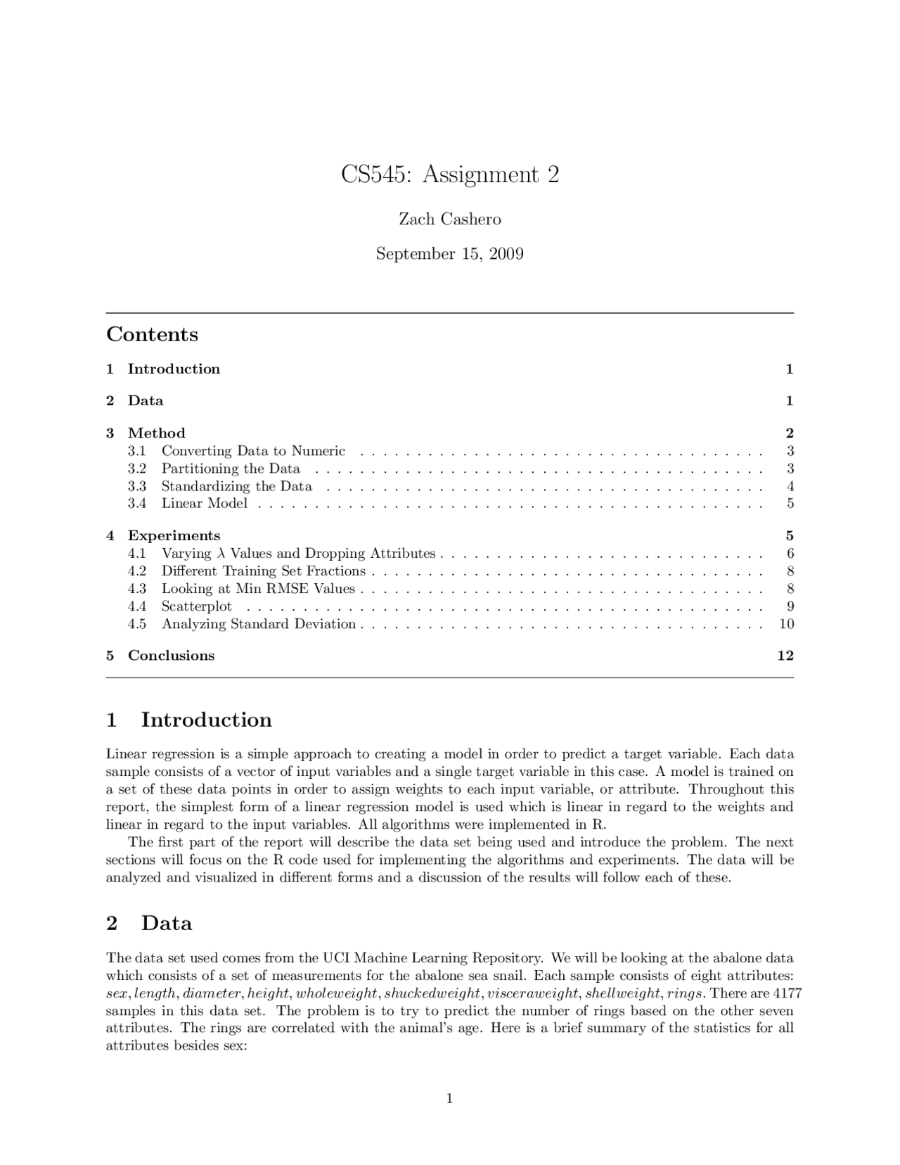 Data, Method, Experiment - Machine Learning - Homework 2 | CS 545 | Assignments Computer Science ...