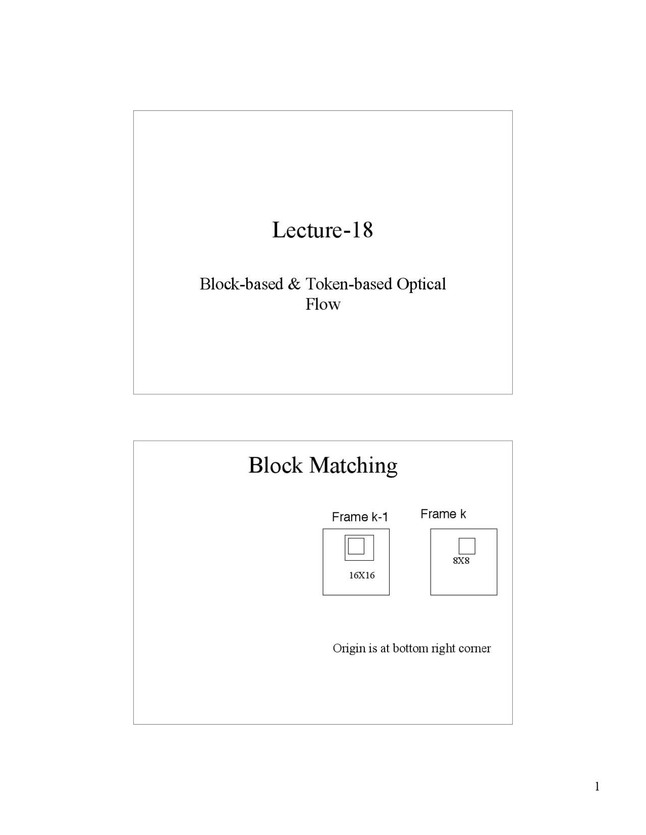 Block Based And Token Based Optical Flow Lecture Slides Cap 6411