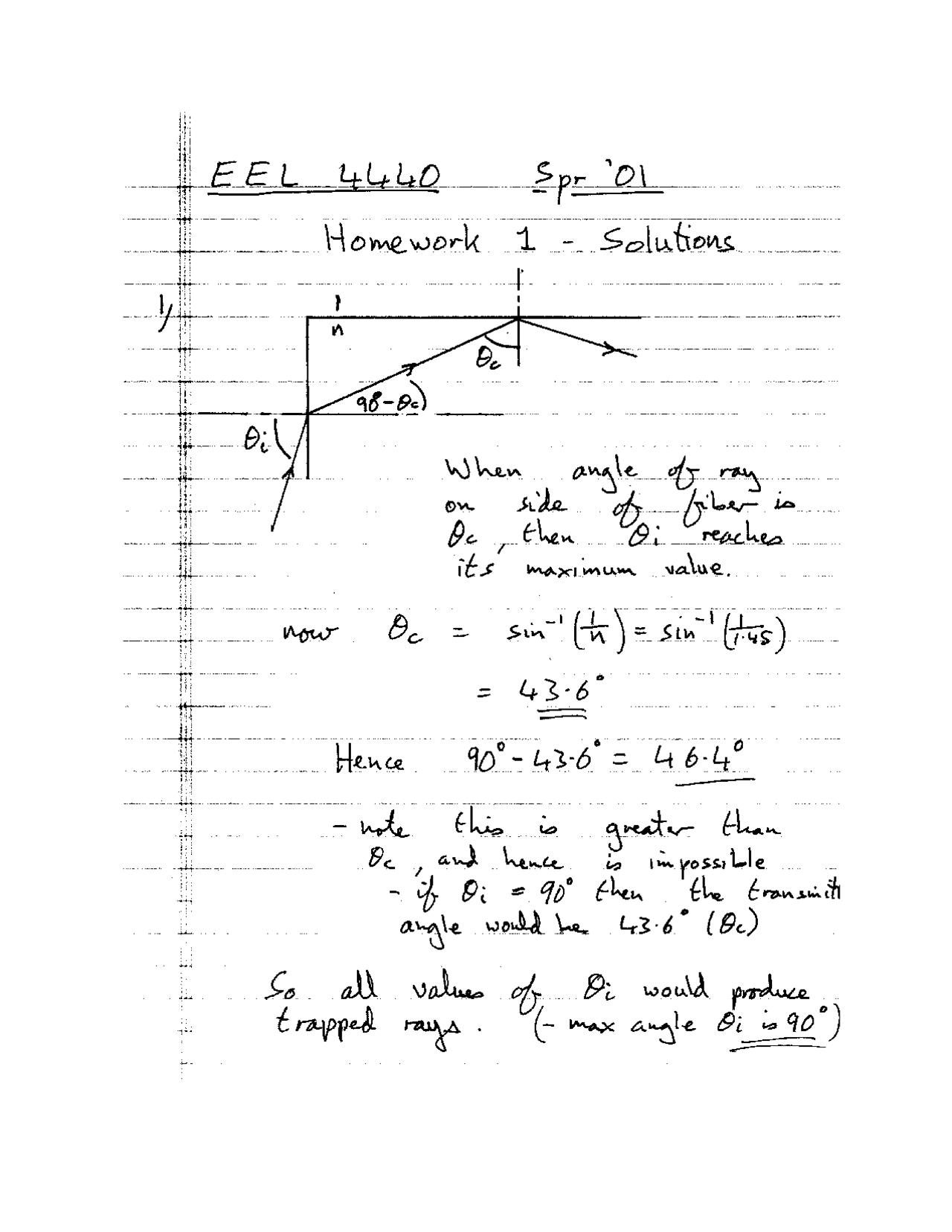 Solutions For Homework 1 Optical Engineering Eel 4440 Docsity