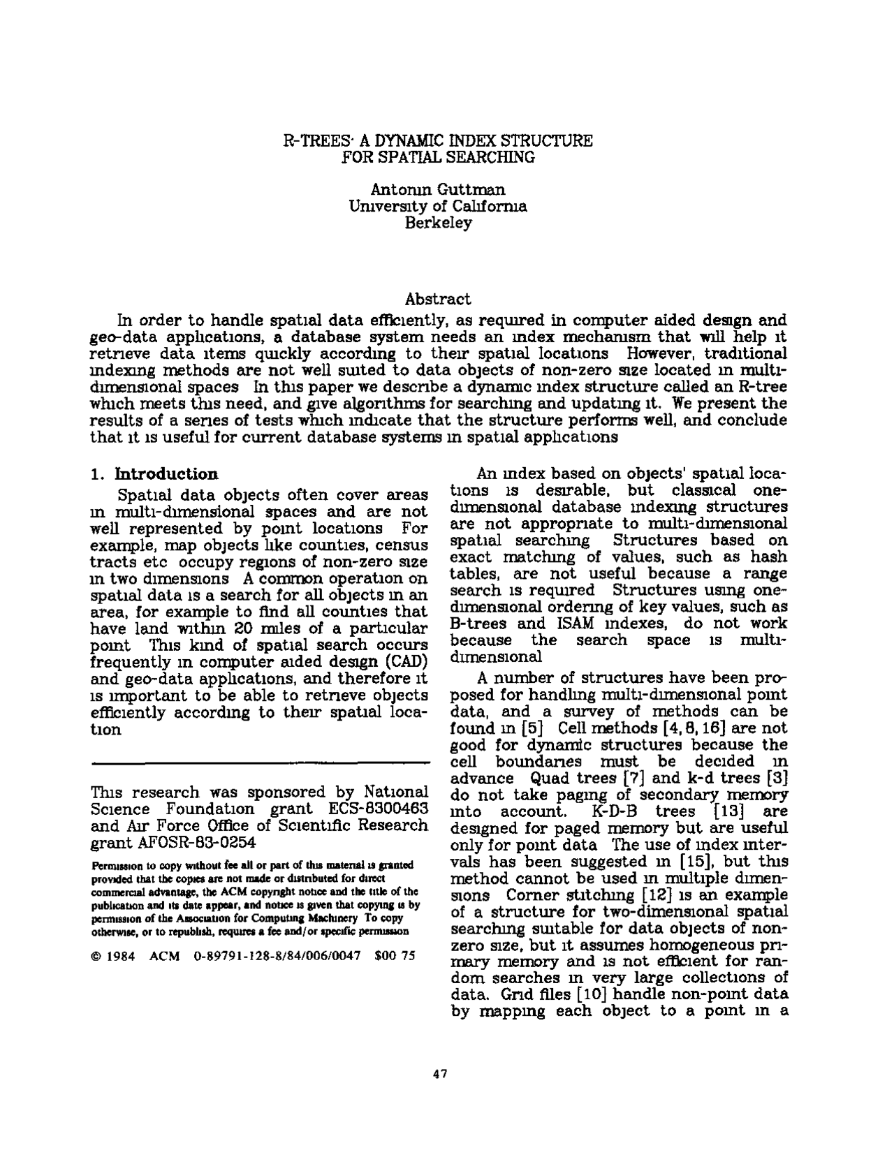 R Trees A Dynamic Index Structures For Spatial Searching Csci 585 Docsity