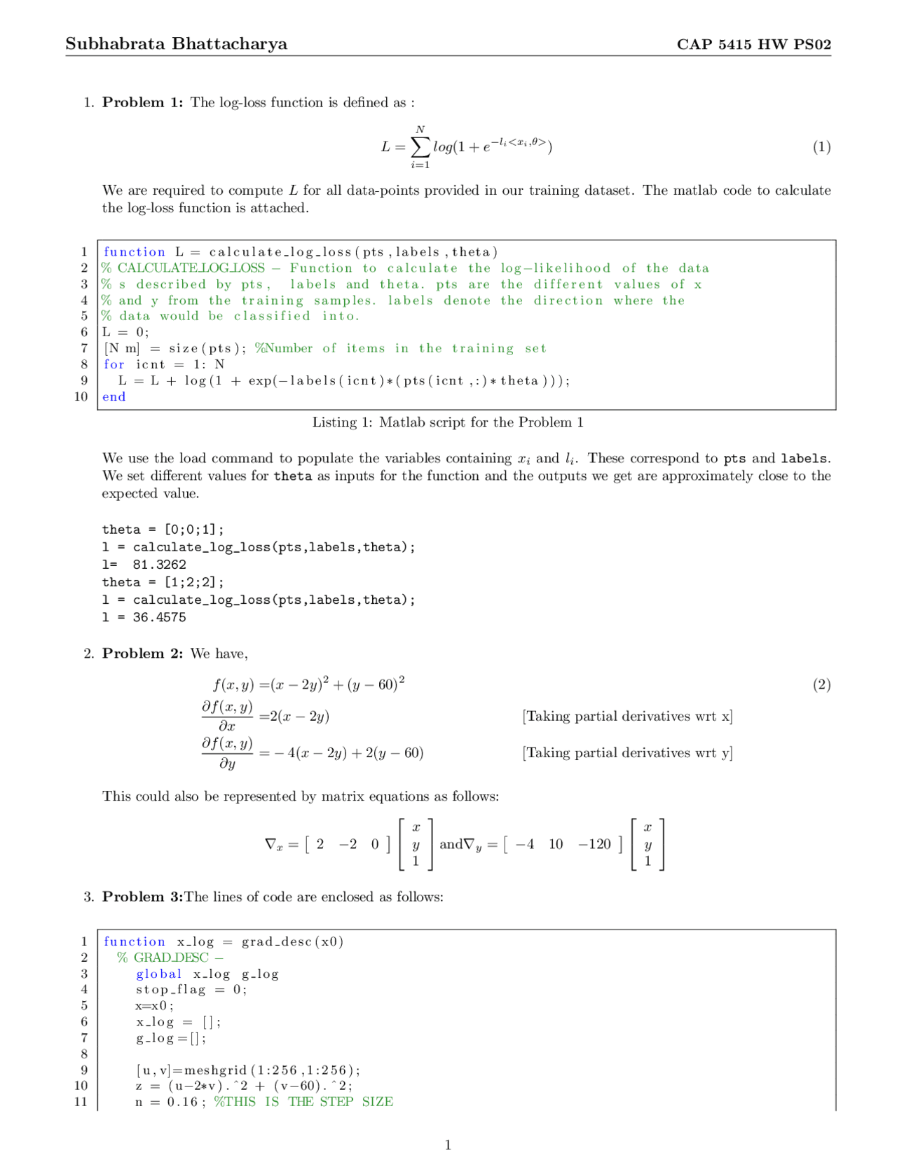 Homework With Solutions Computer Vision Cap 5415 Docsity