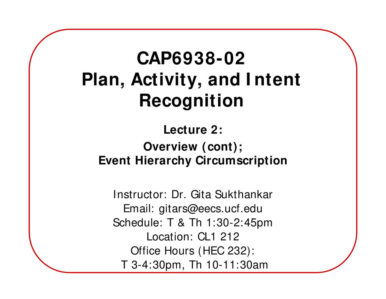 Event Hierarchy Circonscriptions Lecture Slide Cap 6938 Docsity