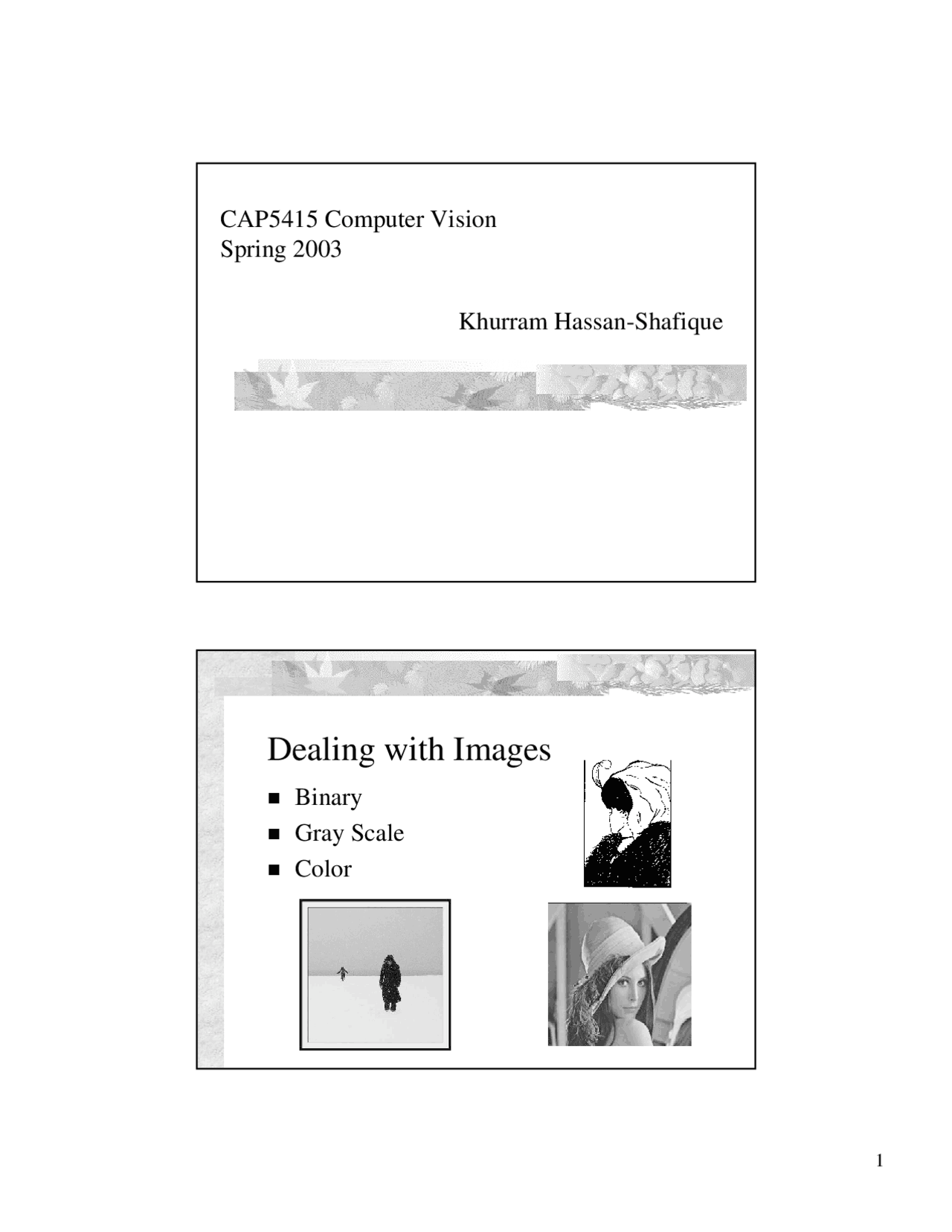Dealing With Images Lecture Slides Computer Vision Cap 5415 Docsity