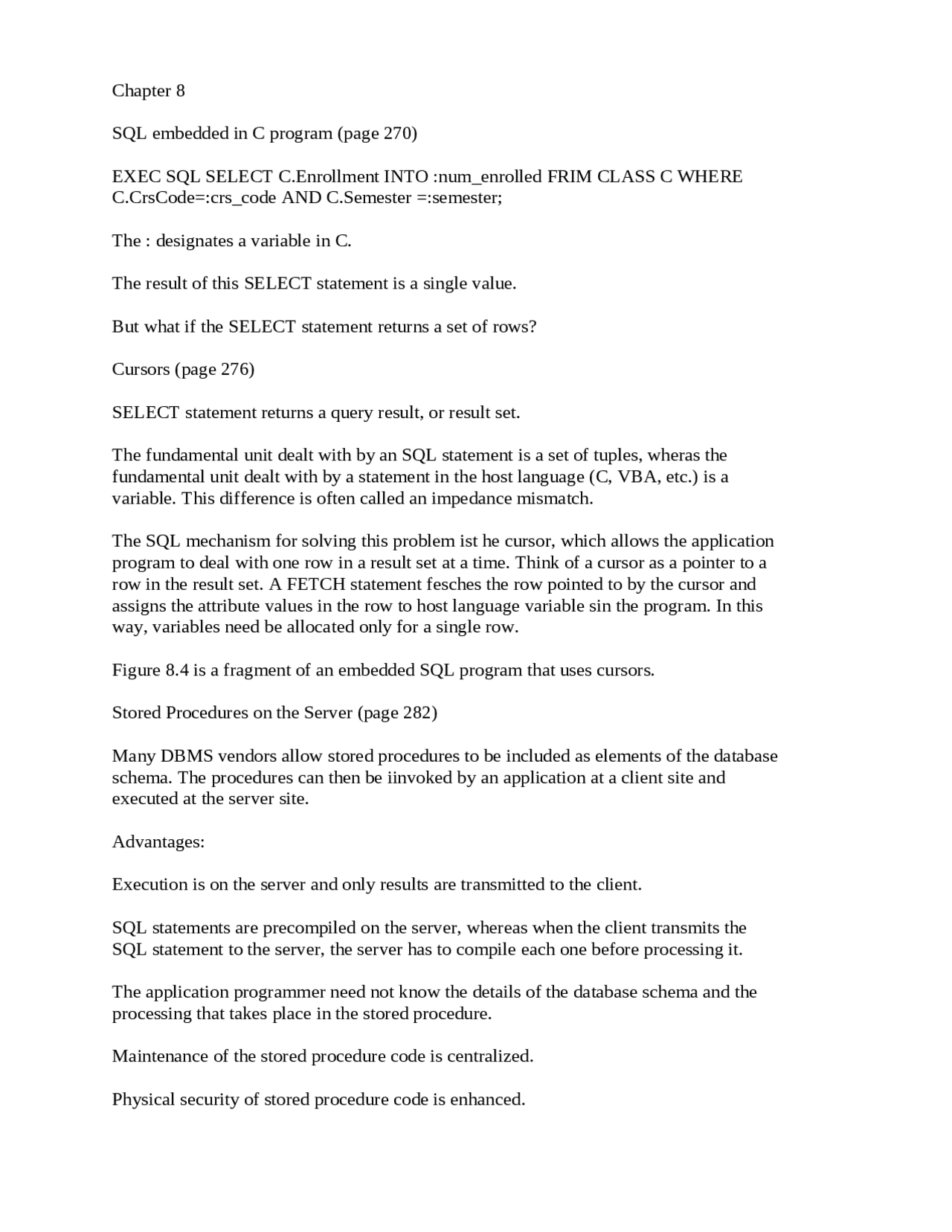 SQL Embedded in C Program - Database Design and Implementation | ISM 4212 - Docsity