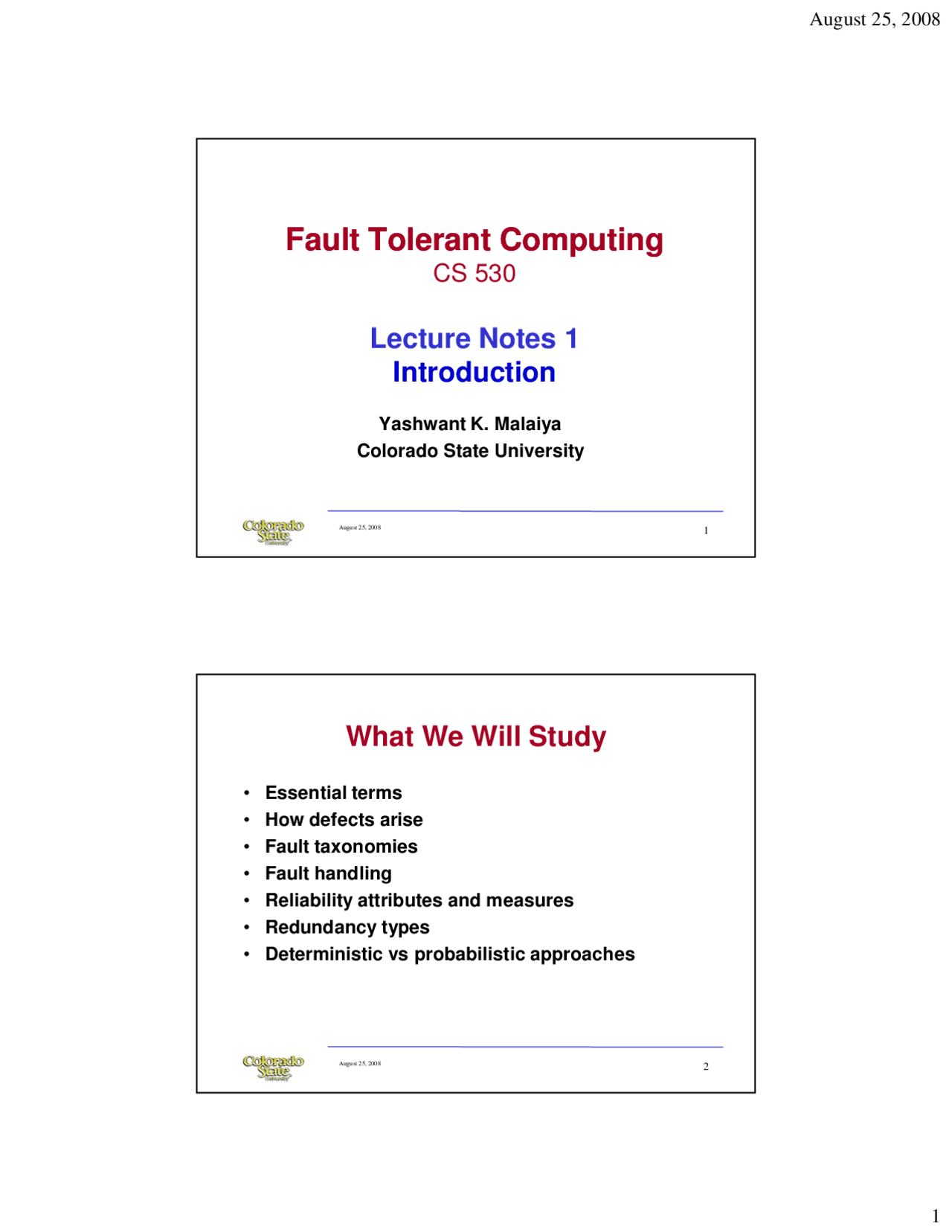 Introduction to Fault-Tolerant Computing - Lab | CS 530 - Docsity