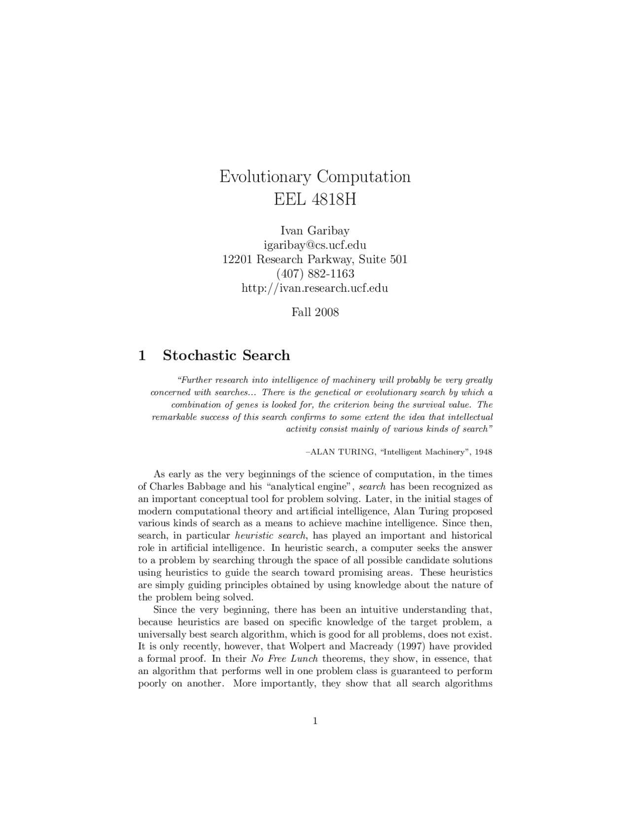 Lecture Notes On Evolutionary Computation Machine Learnings Eel