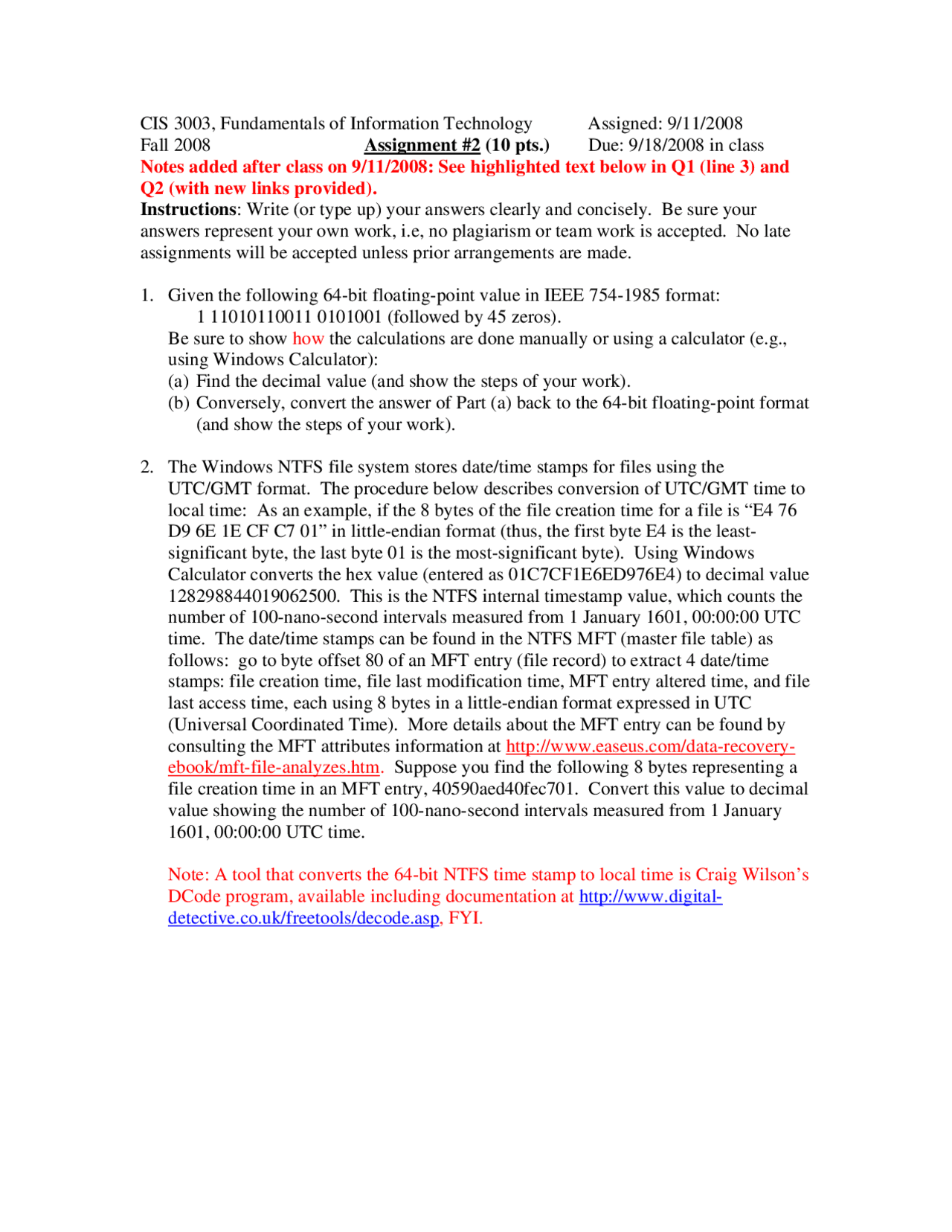 Assignment 2 Fundamentals Of Information Technology Cis 3003 Docsity