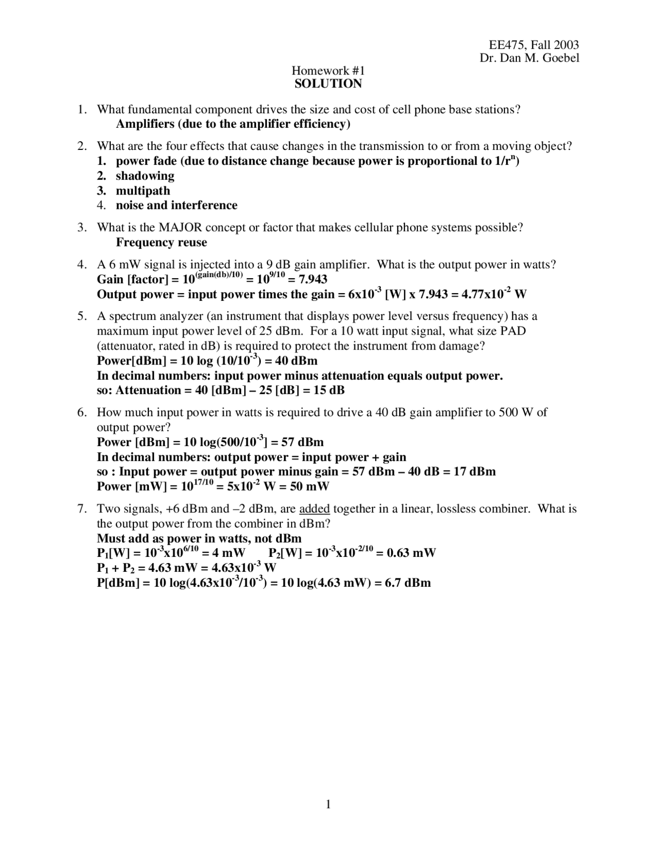 8 Solved Problems On Wireless Communication Technology Ee 475 Docsity