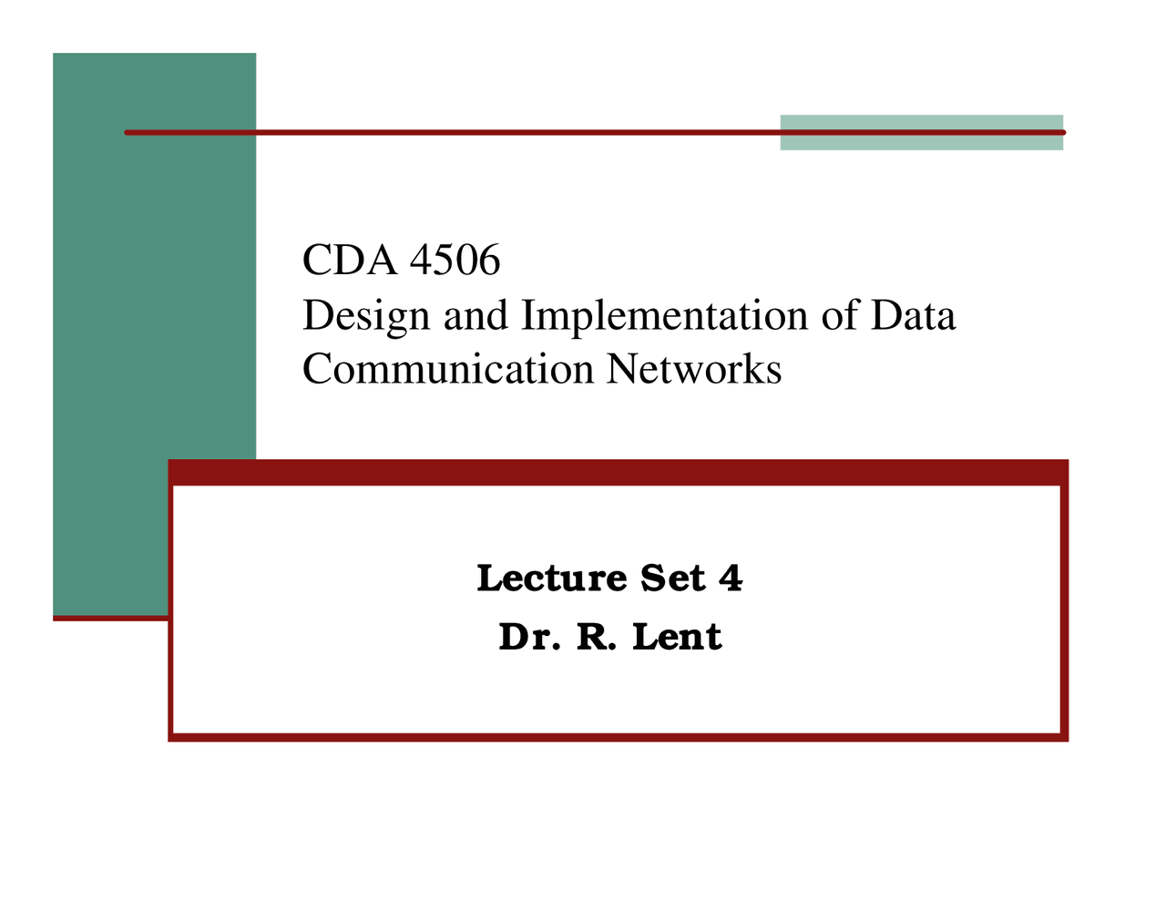 Transport Layer - Lecture Slides | CDA 4506 | Study notes Electrical ...