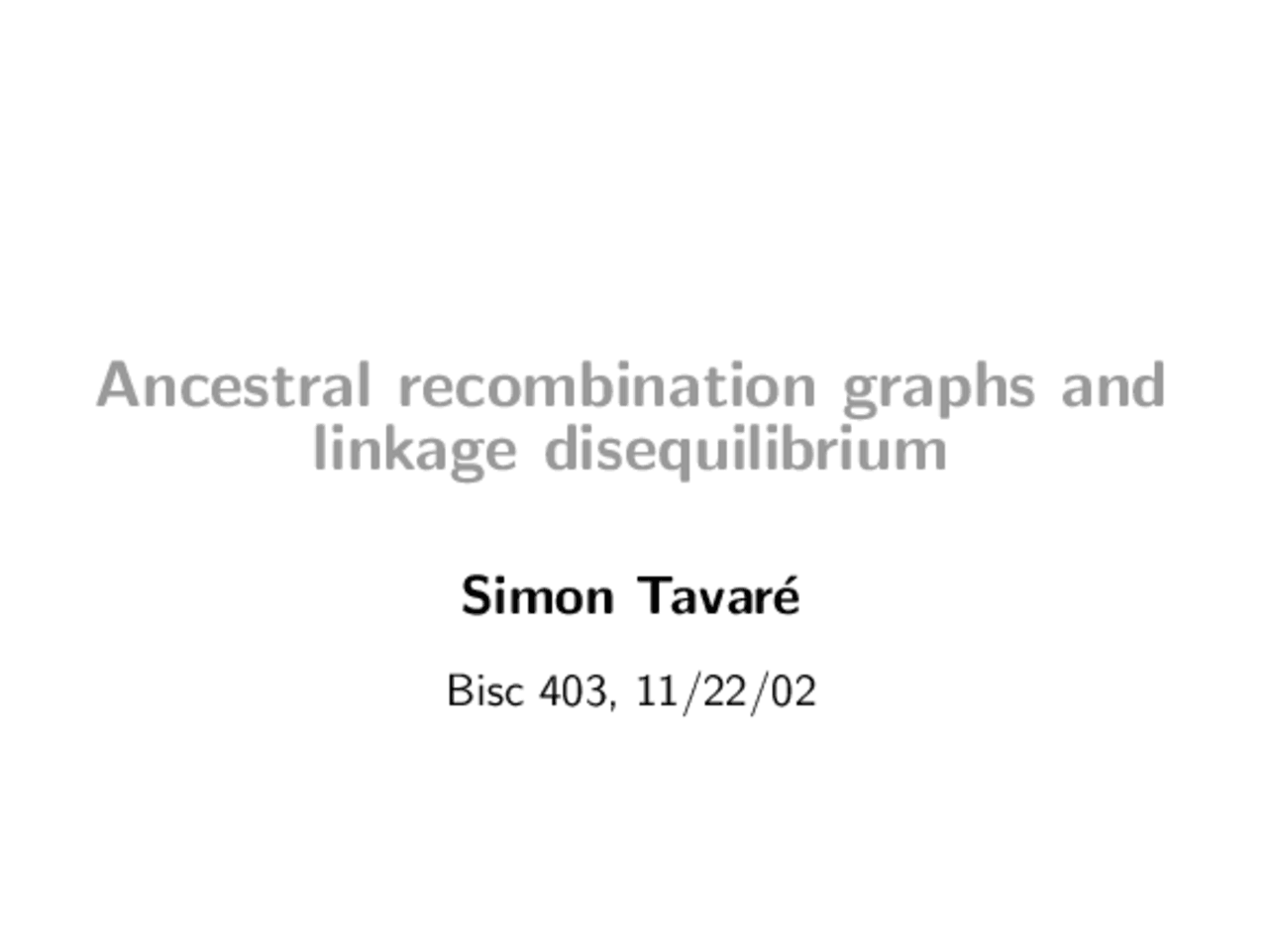 Notes On Ancestral Recombination Graphs And Linkage Disequilibrium