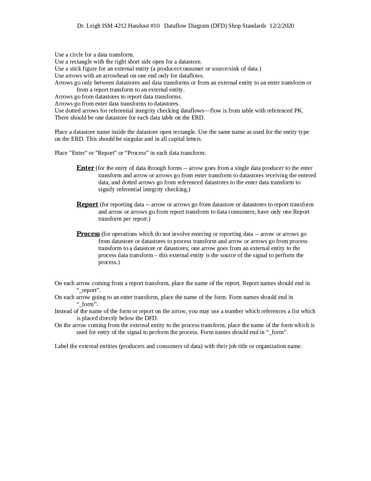 Data Flow Diagram Shop Standards Handout Notes Ism 4212 Docsity
