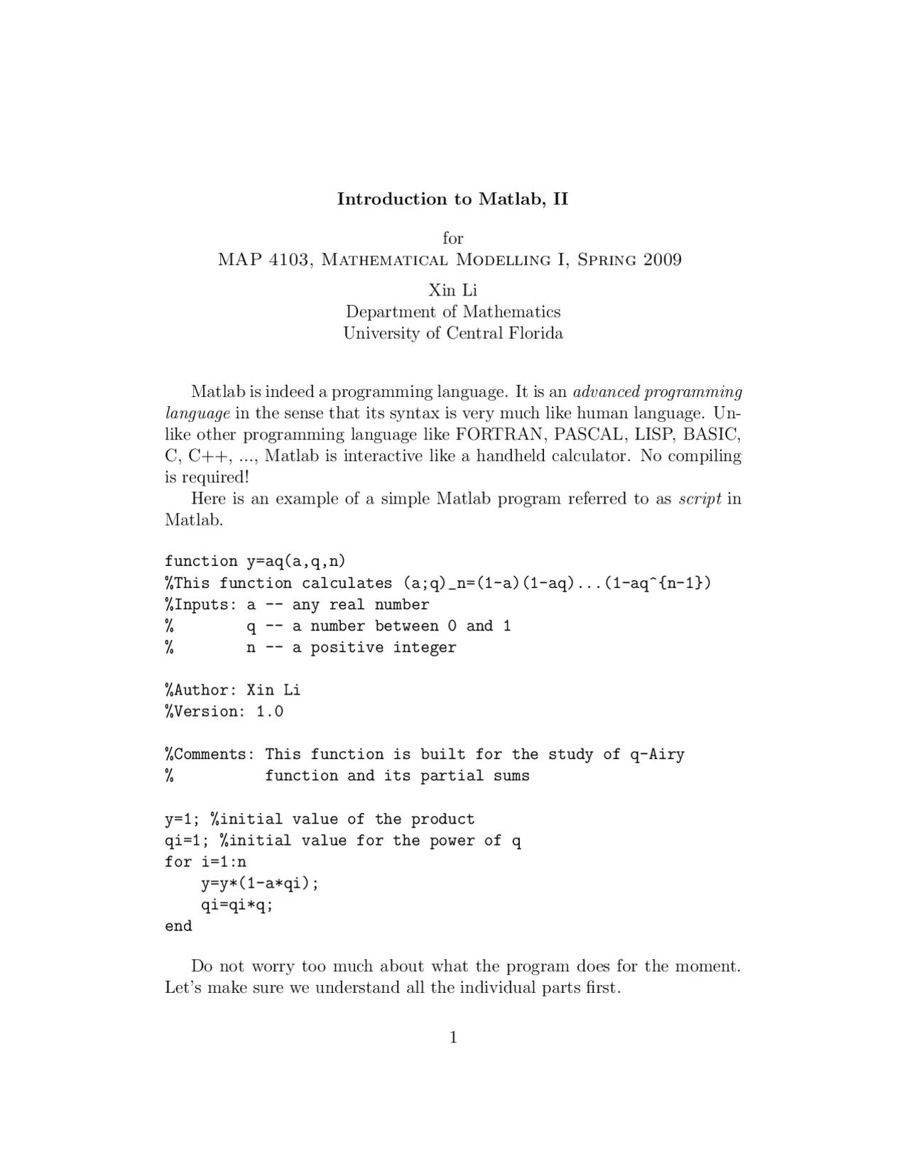 Decision And Loops Structure Of Matlab Functions Map 4103 Docsity 0885