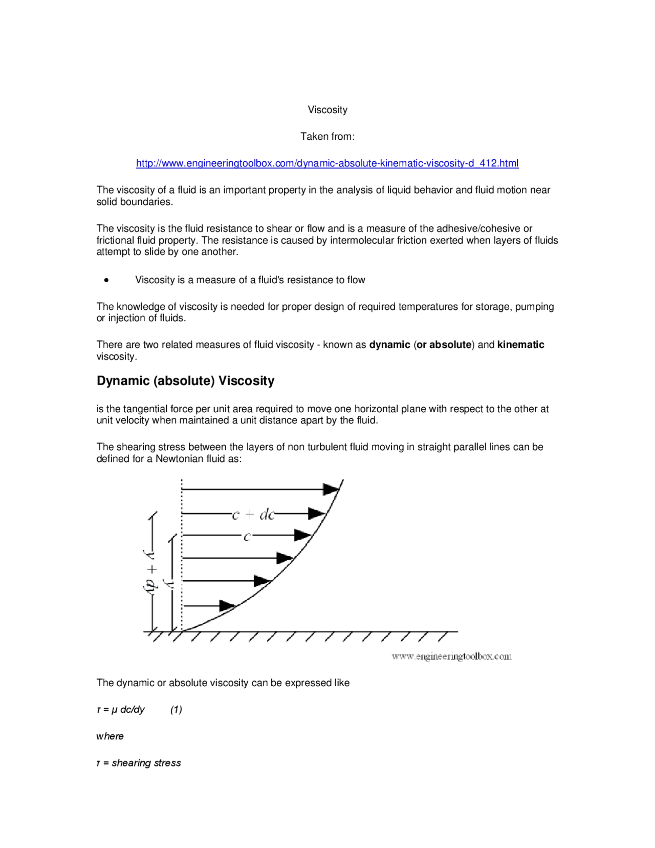 Lecture Notes On Viscosity Physical Properties Bae 2023 Docsity