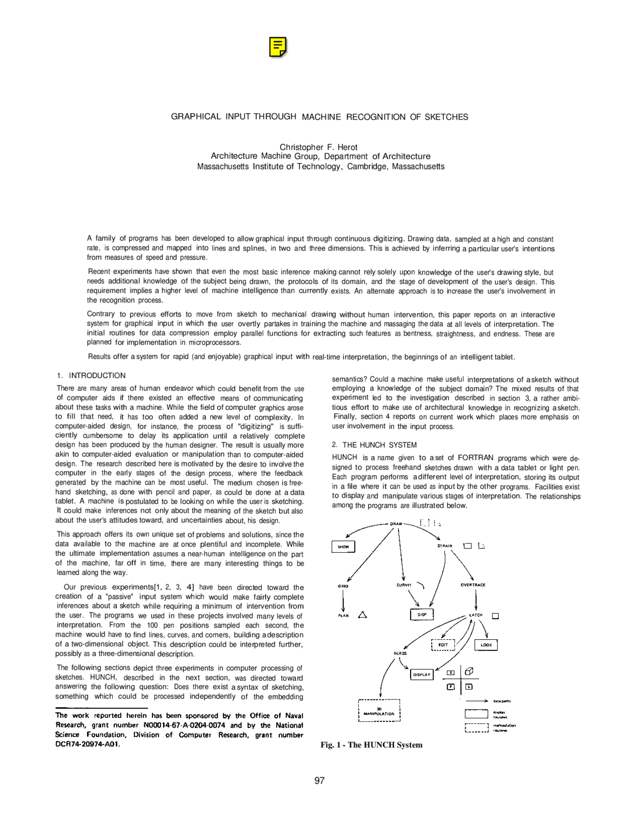 Graphical Input Through Machine Recognition of Sketches | CAP 6938 | Papers Computer Science ...