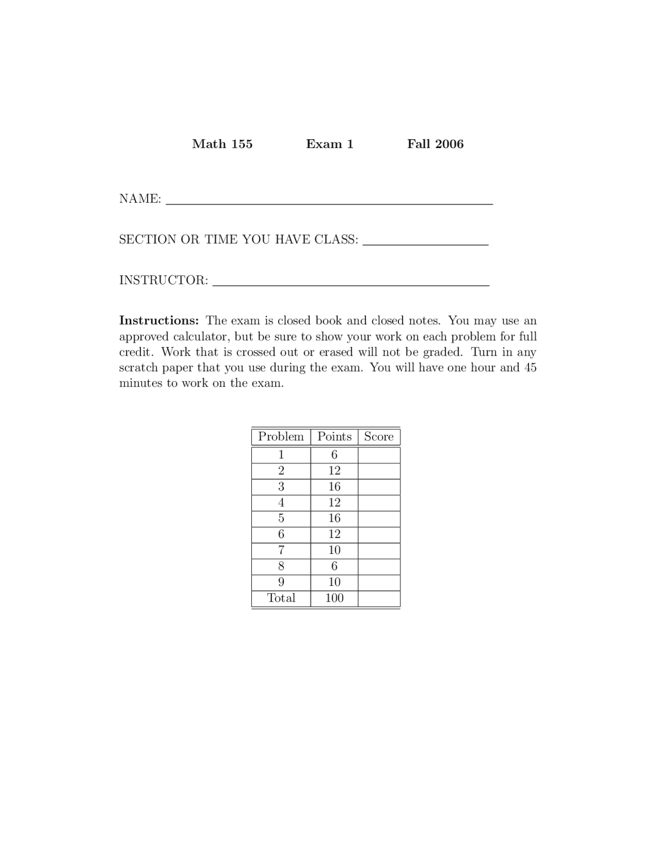 9 Questions Exam For Advanced Management Science Math 155 Docsity