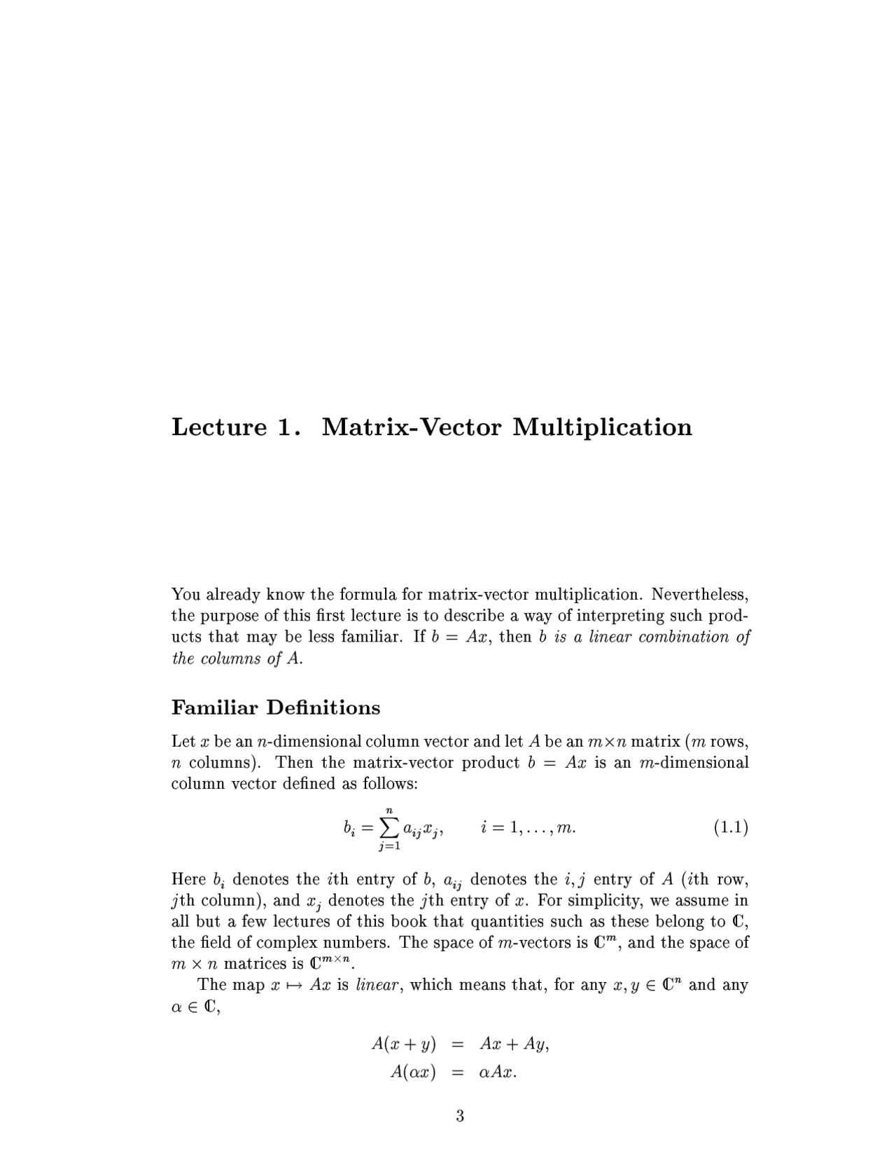 Matrix Vector Multiplication Lecture Notes Math 561 Docsity