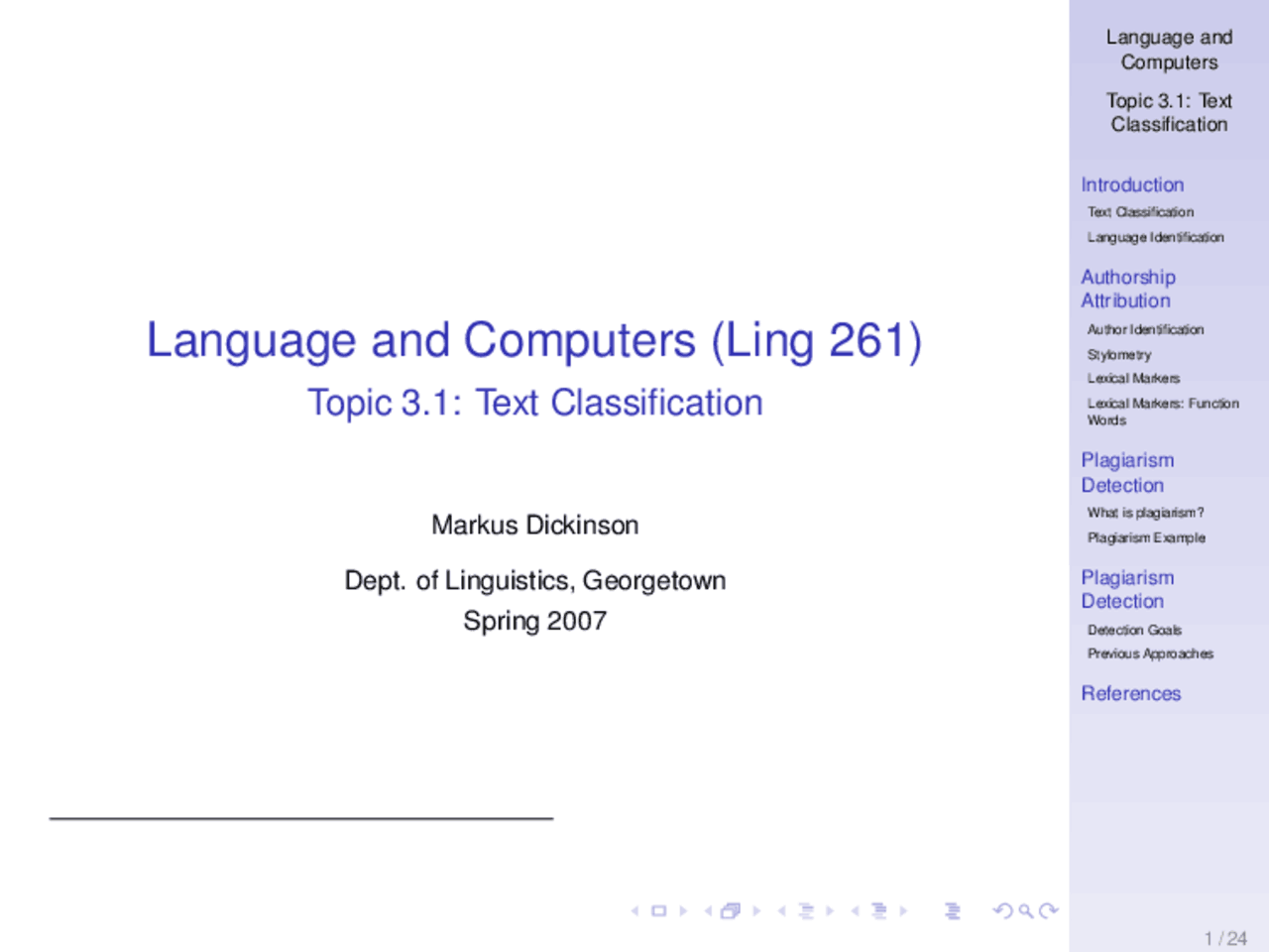 Text Classification Language And Computers Slides Ling 261 Docsity