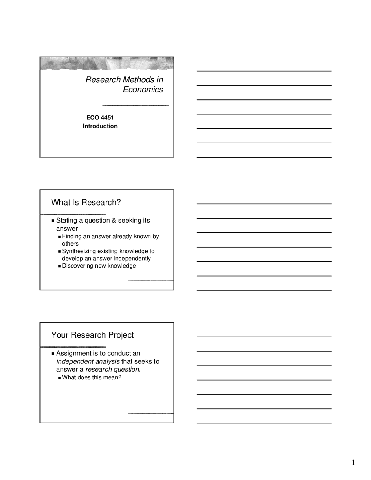 Introduction To Research Methods In Economics Slides Eco 4451 Docsity