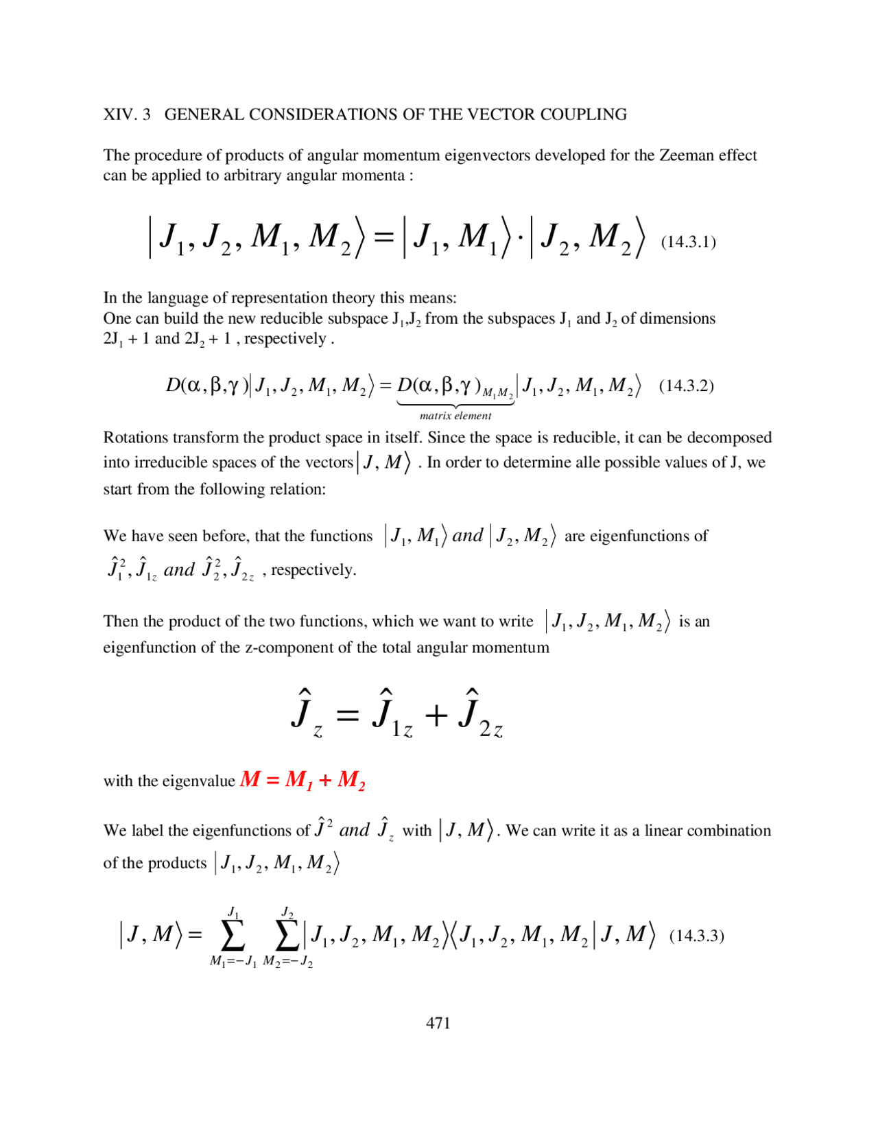 General Considerations of the Vector Coupling in Quantum Mechanics I | PH 451 - Docsity
