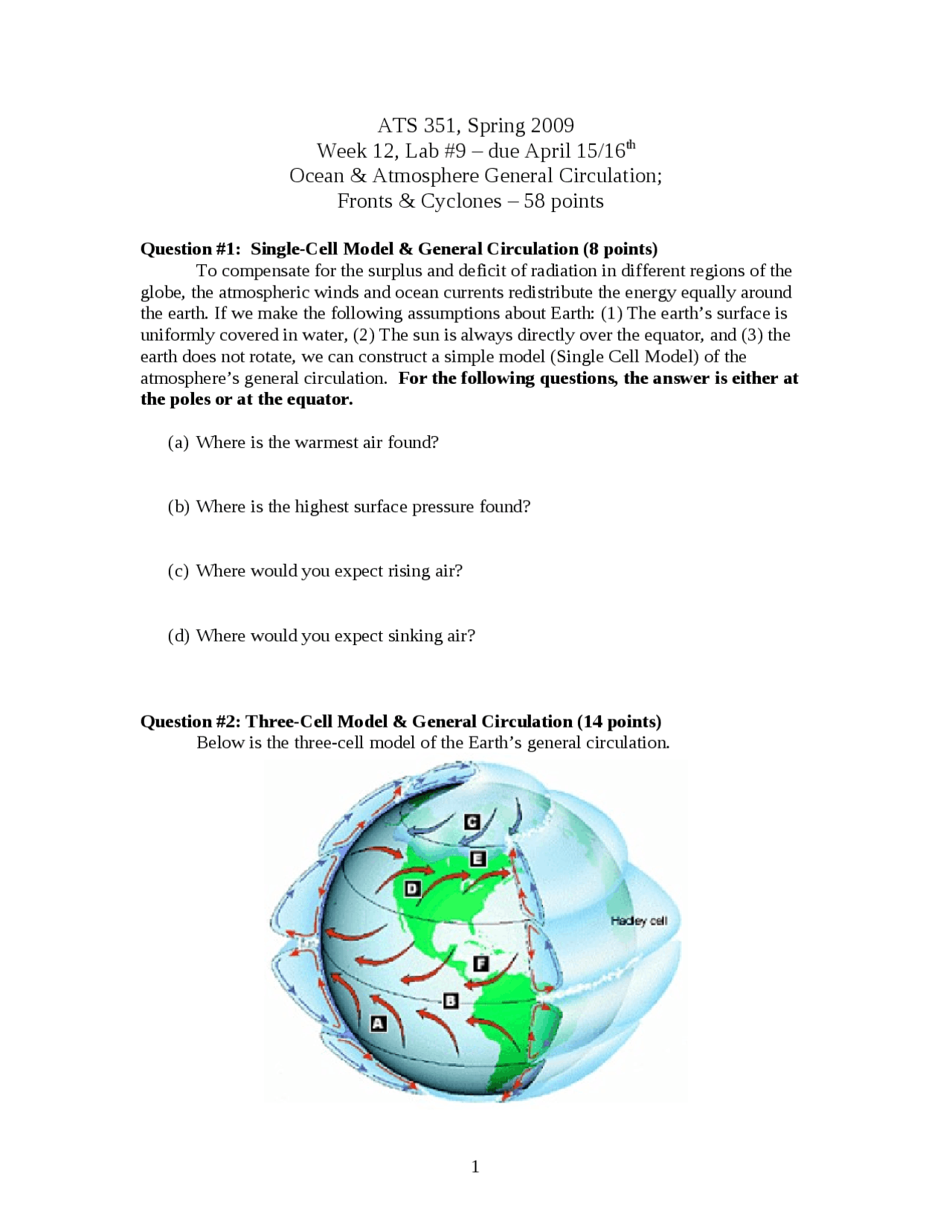 Ocean And Atmosphere General Circulation Docsity