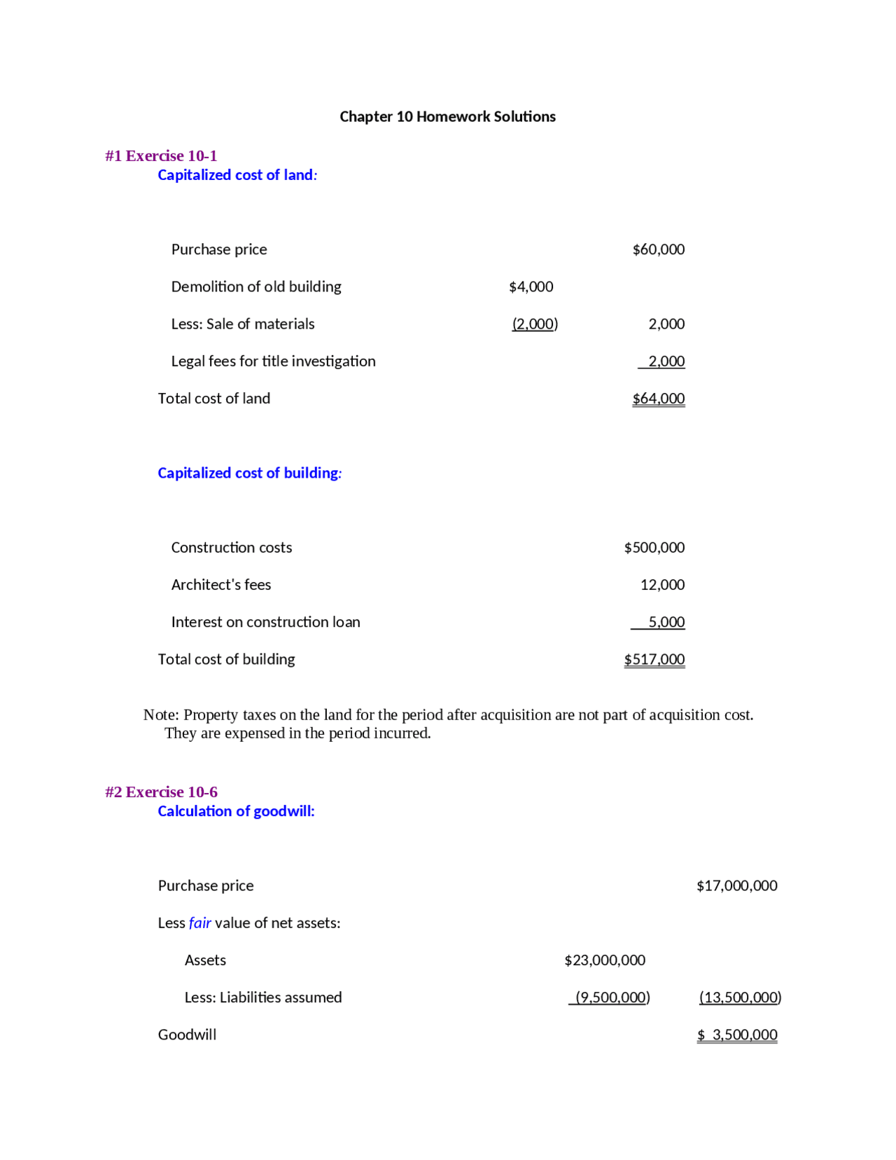 Chapter 10 Homework Solutions - Intermediate Financial Accounting I ...
