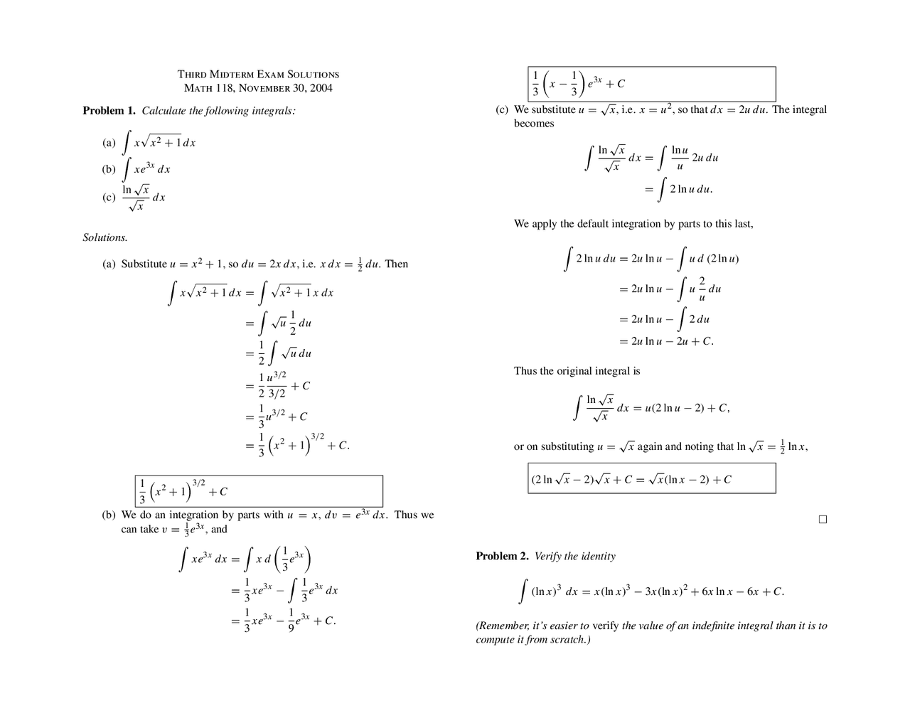 Principles of the Calculus - Midterm Exam with Solutions | MATH 118x ...