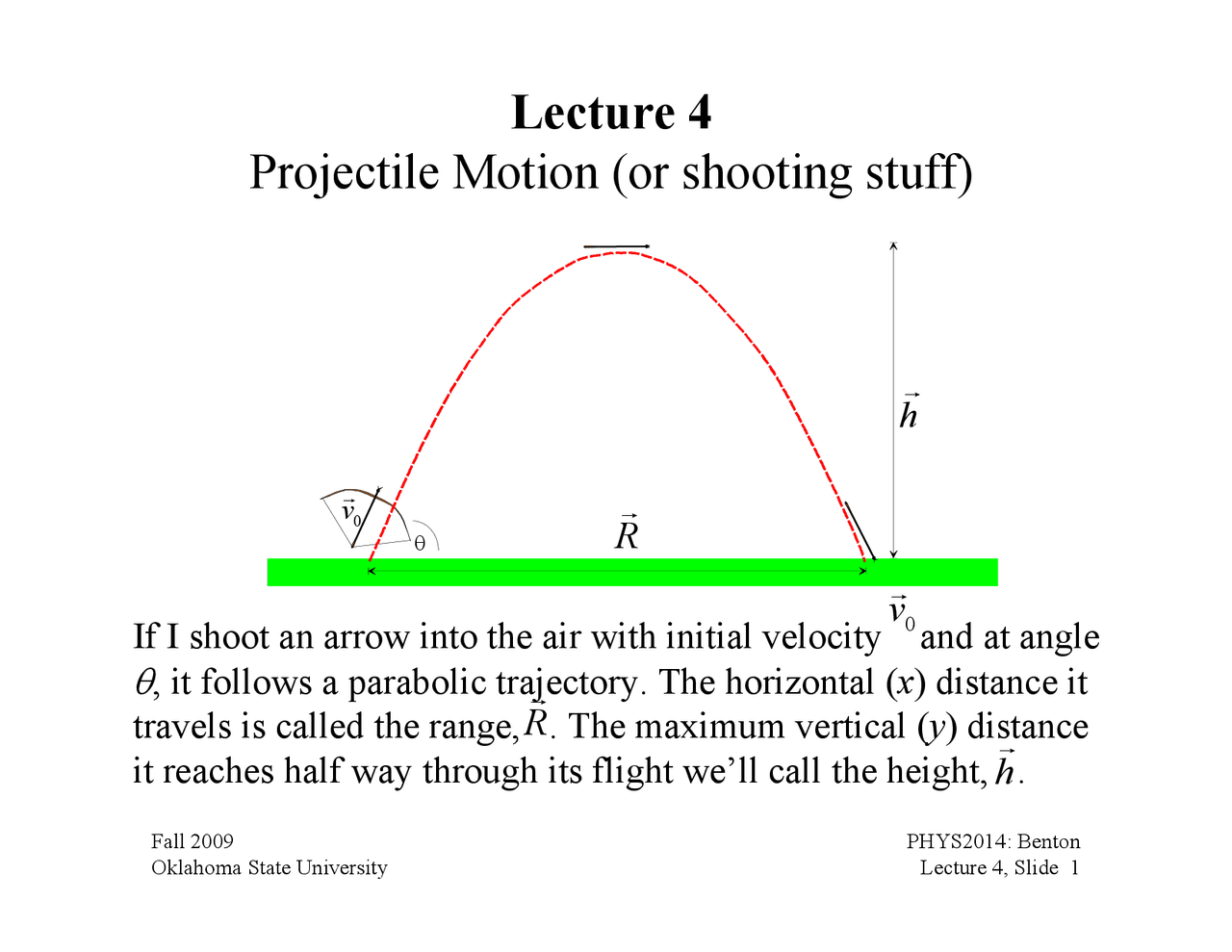 Projectile Motion General Physics Lecture Notes Phys 2014 Docsity