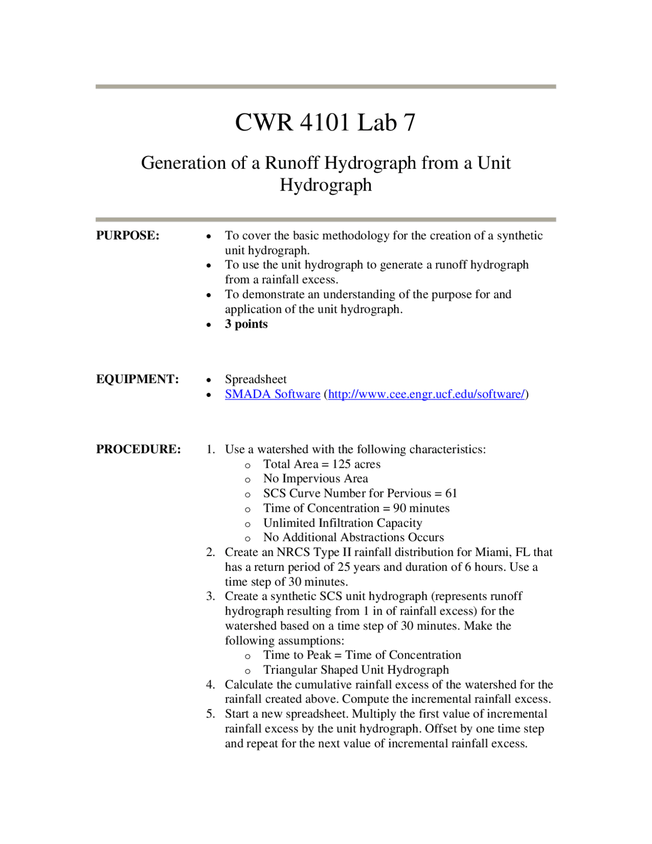 Generation of a Runoff Hydrograph from a unit Hydrograph - Lab 7 | CWR ...