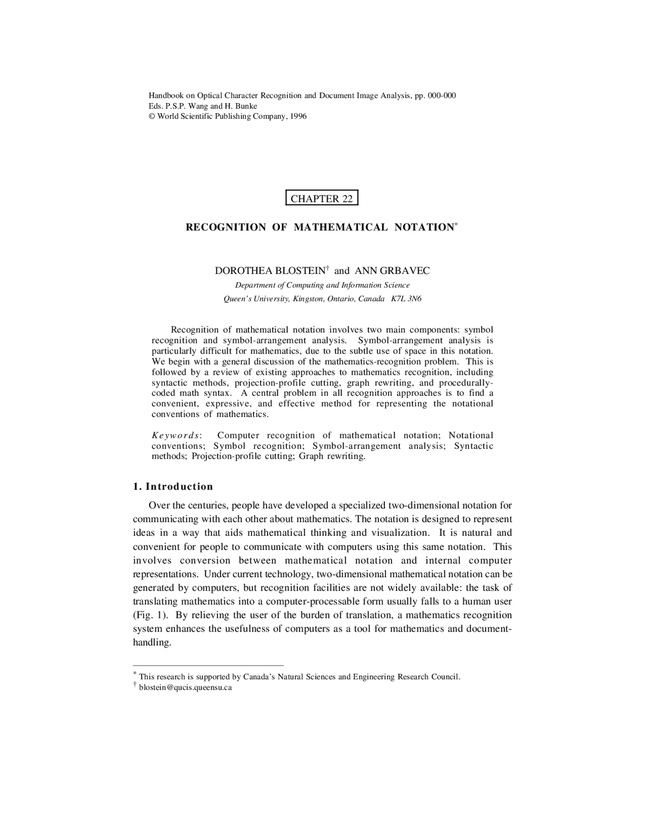 Recognition of Mathematical Notation | CAP 6938 - Docsity