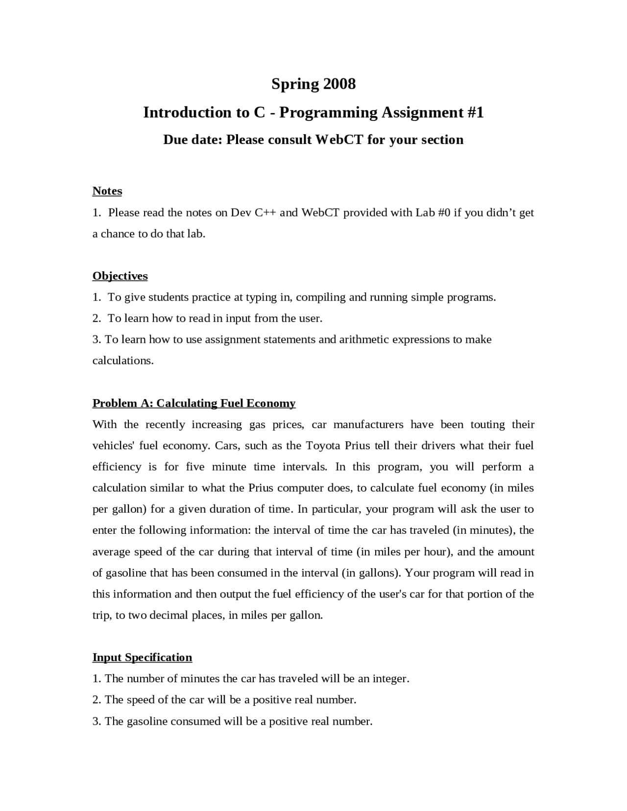Homework 1 For Introduction To C Programming Cop 3223 Docsity