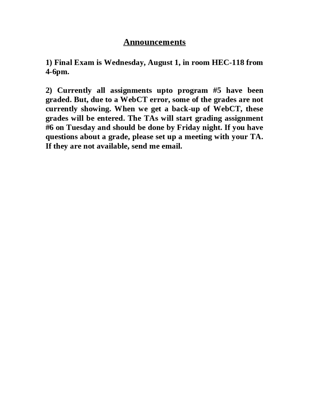 Outline of Topics for the Exam - Computer Science I | COP 3502 - Docsity