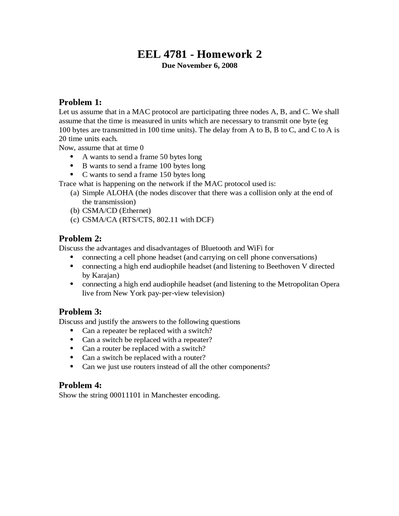 Homework 2 Computer Communication Networks Eel 4781 Docsity