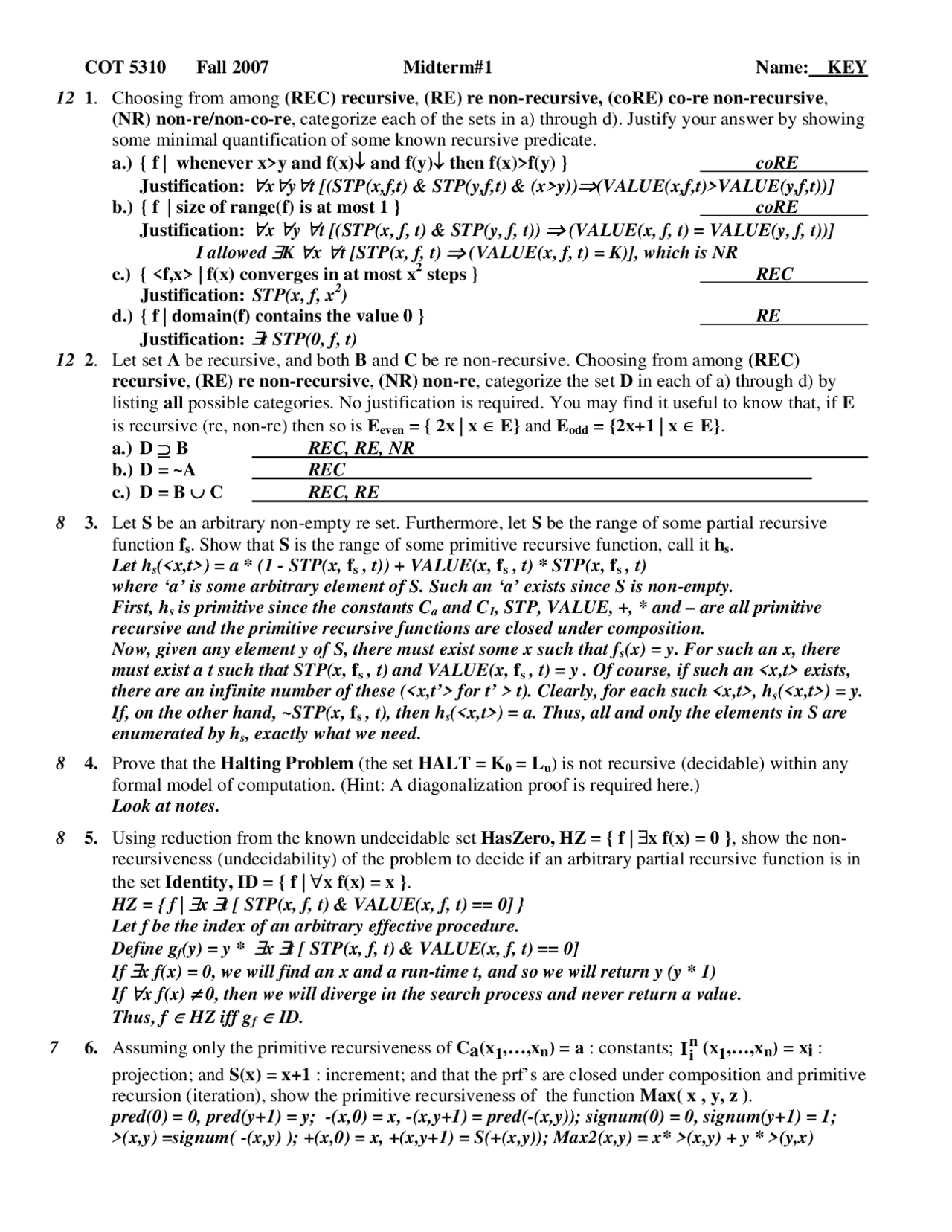 Midterm 1 Solved Questions Formal Language And Automata Theory Cot 5310 Exams Computer