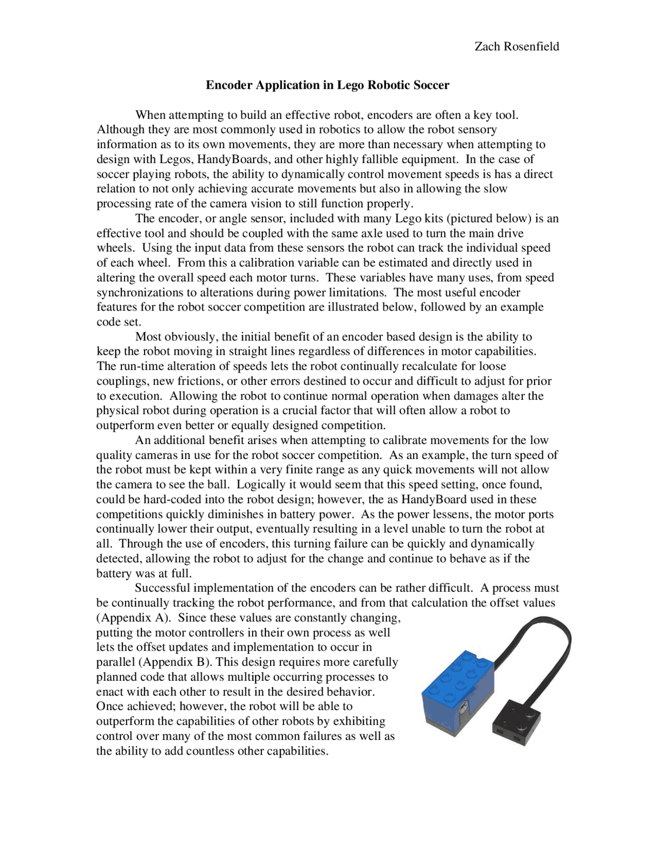 Encoder Application In Lego Robotic Soccer Lecture Notes Csci 445