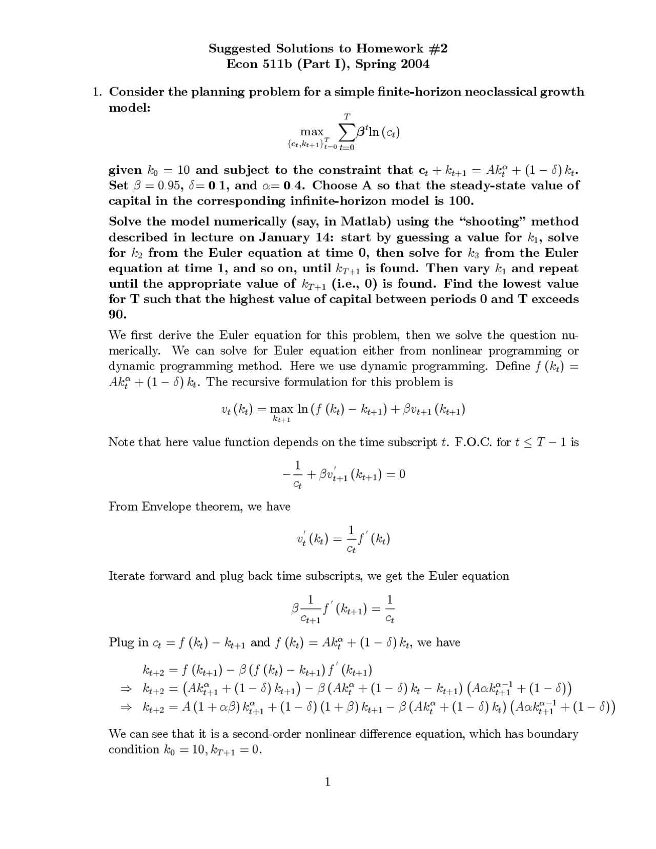 General Economics Theory Macroeconomics Homework Set 2 Solutions