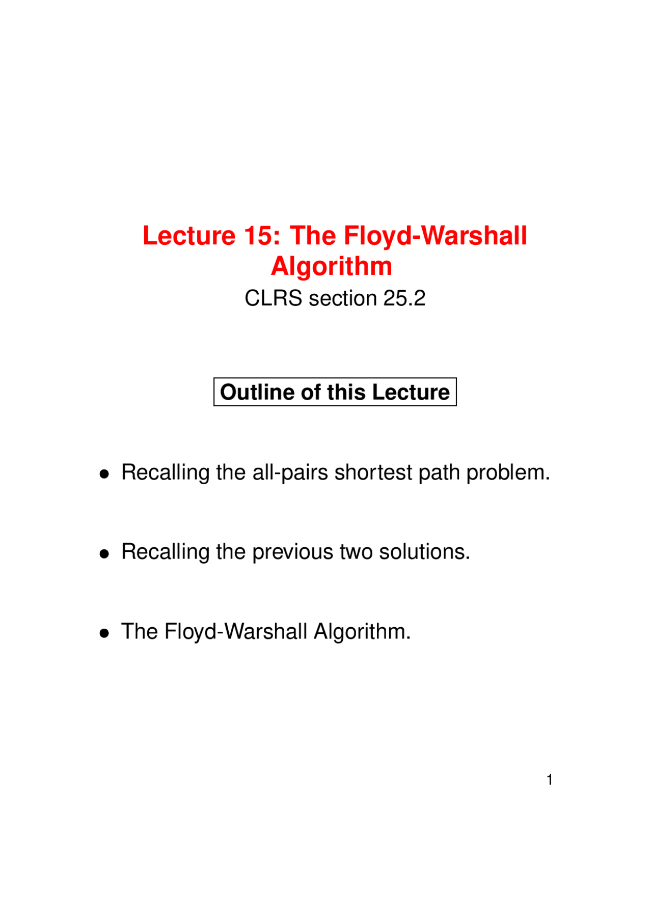 Notes On The Floyd Warshall Algorithm Cop 3503 Docsity 