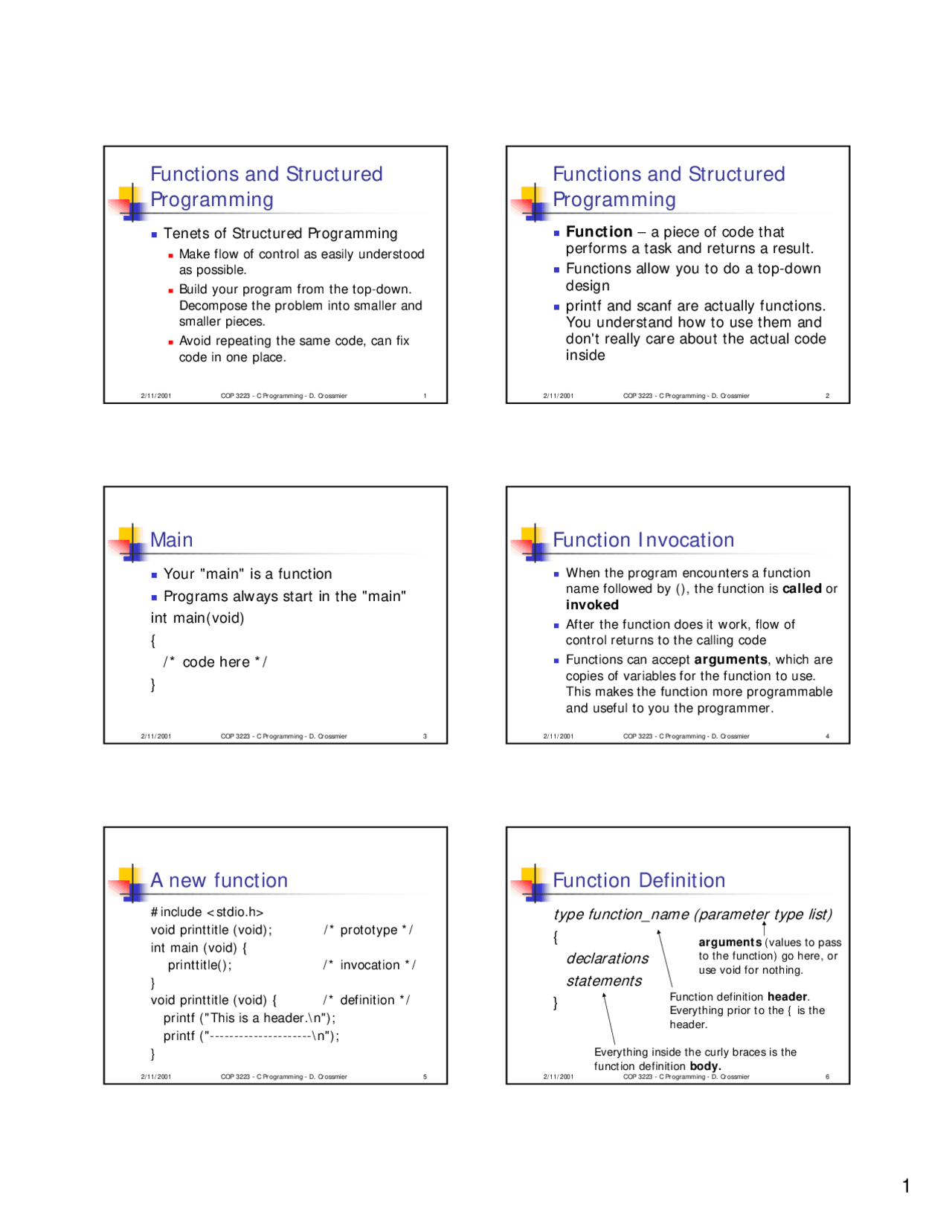 Notes On Functions And Structured Programming Programming With C
