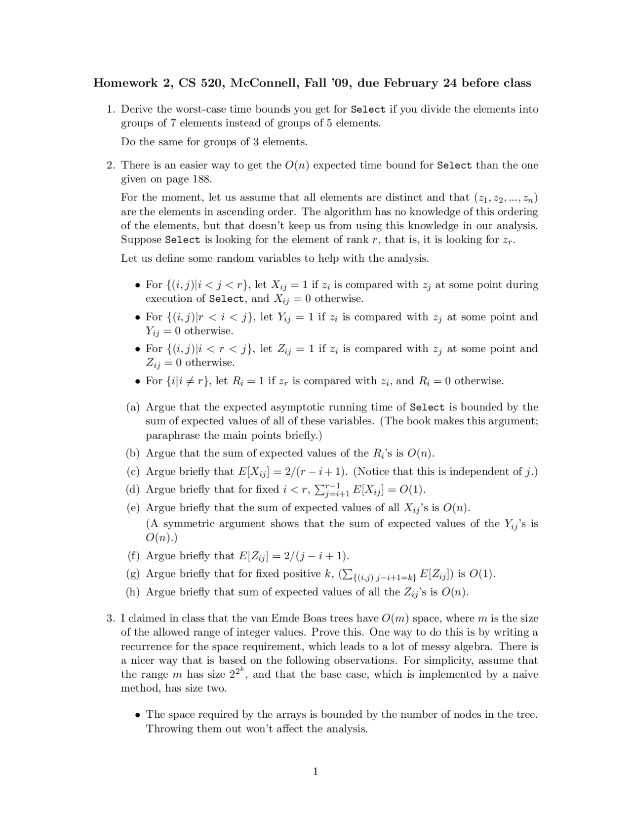 Homework 2 Questions For Analysis Of Algorithms Lab Cs 520 Docsity