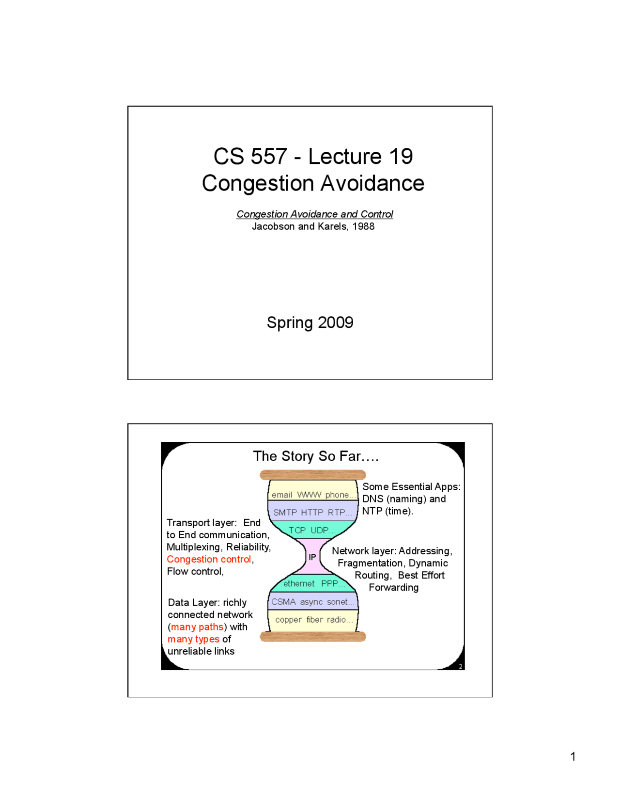 Congestion Avoidance And Control In Advanced Networking Cs 557