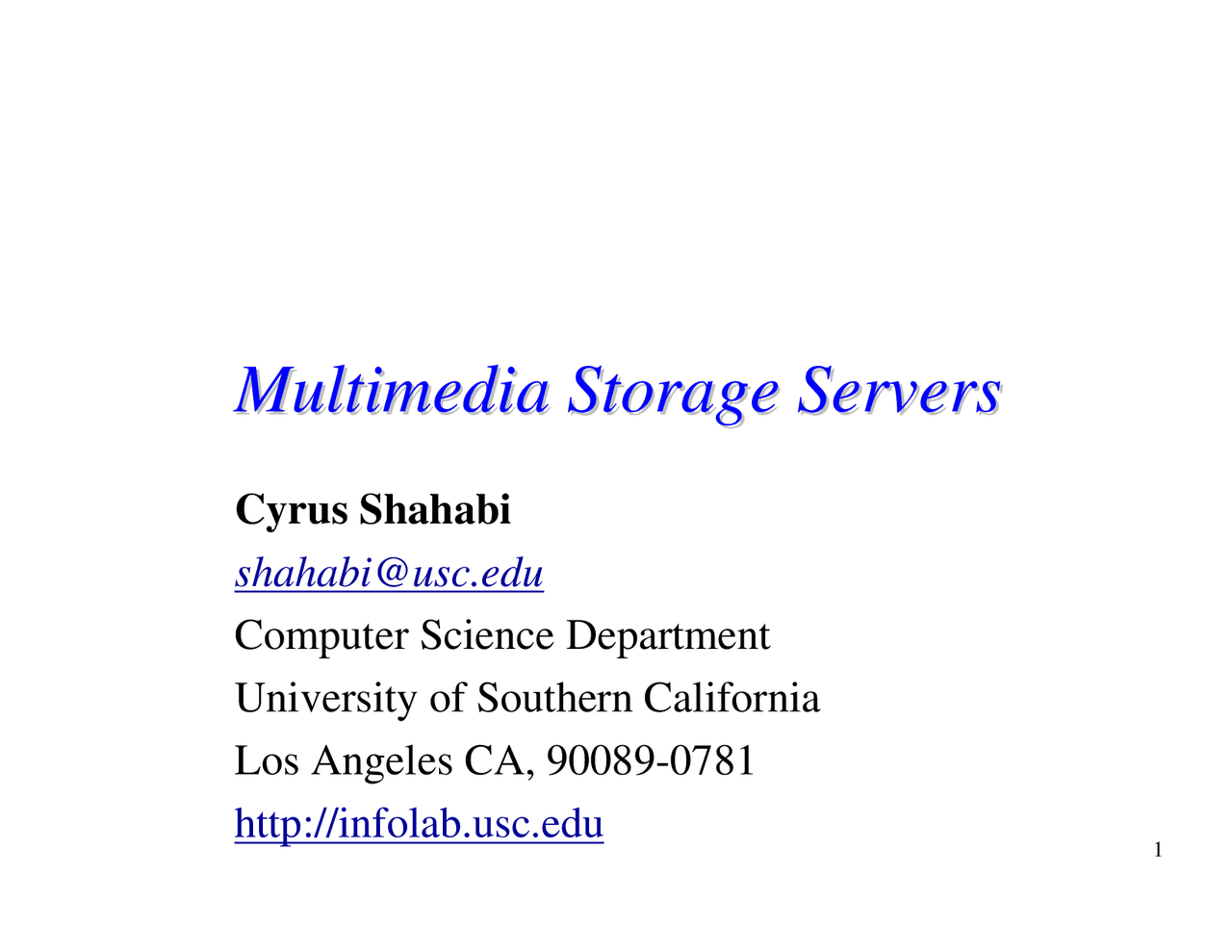 Multimedia Storage Servers Lecture Slides Csci 585 Docsity