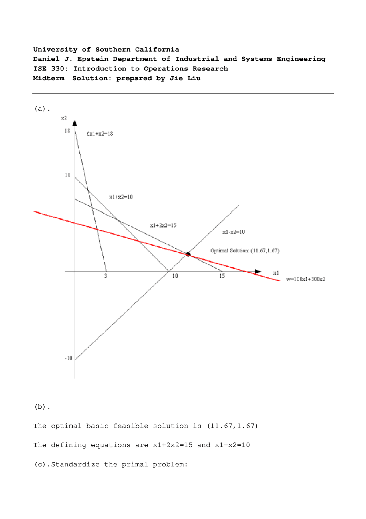 Midterm Answers Introduction To Operations Research Deterministic